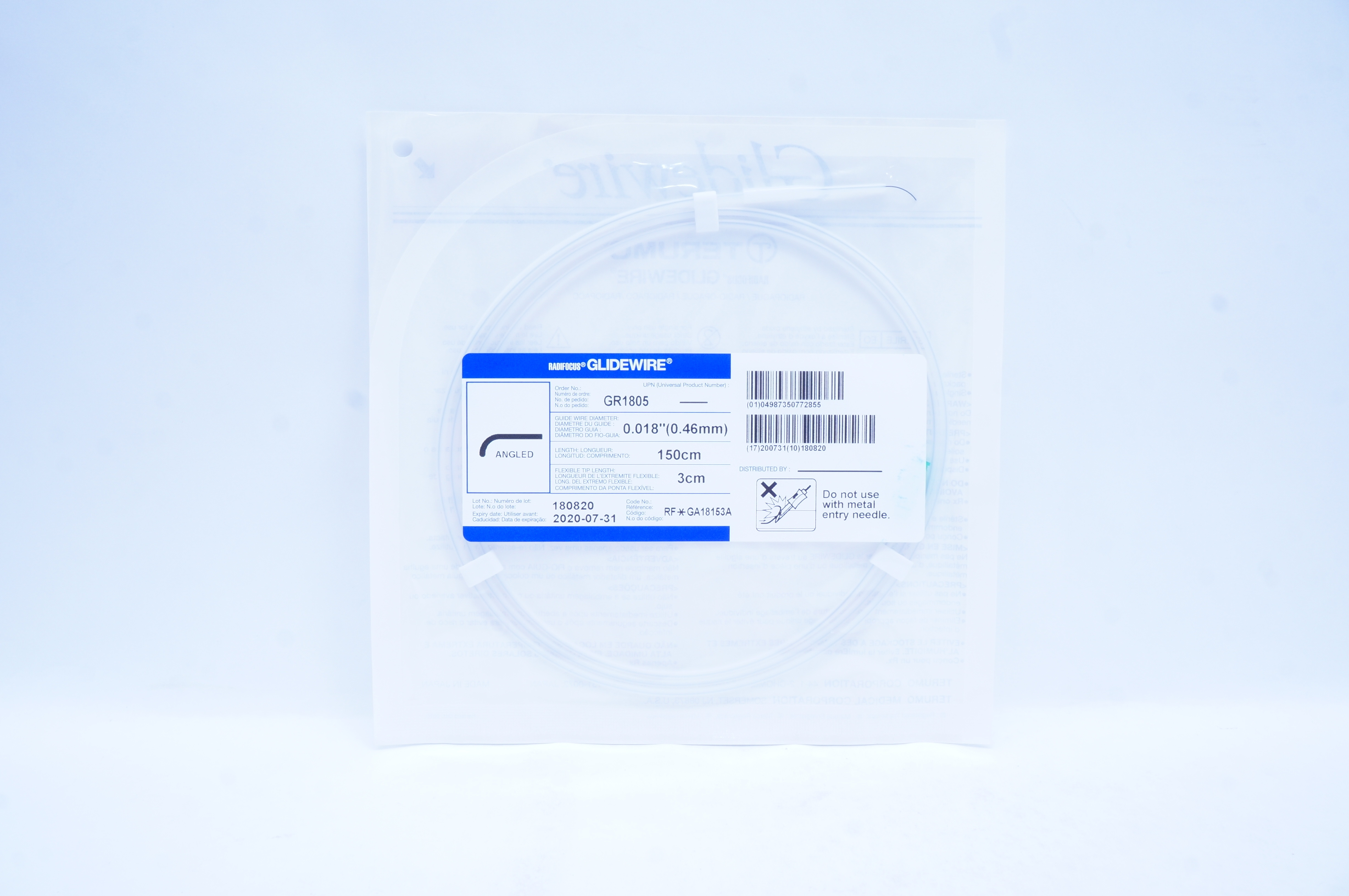 Terumo GA18153A Radifocus Glidewire Angled .018inch x 150cm x 3cm (x)