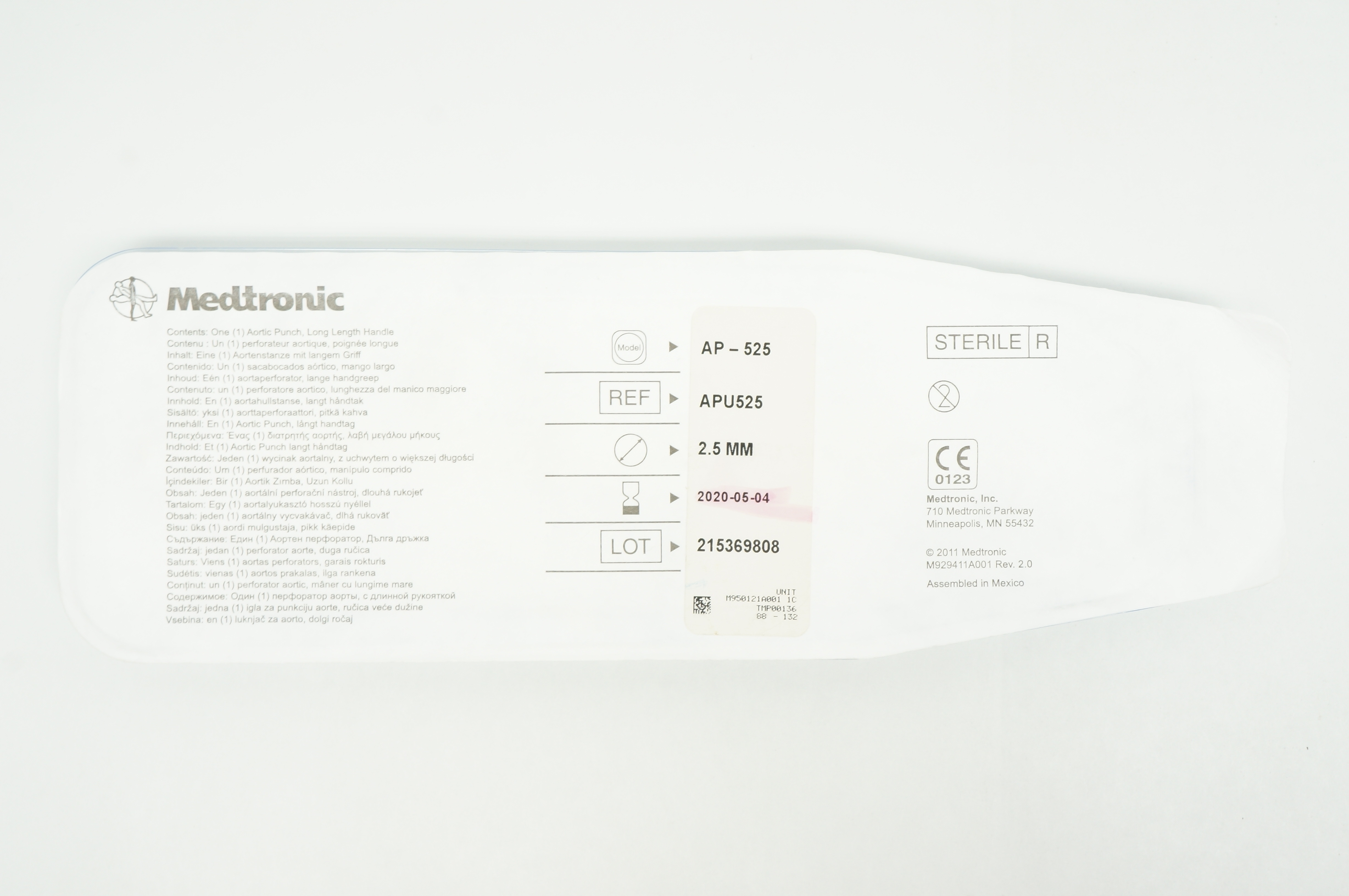 Medtronic APU525 Aortic Punch, Long Length Handle 2.5mm (x)