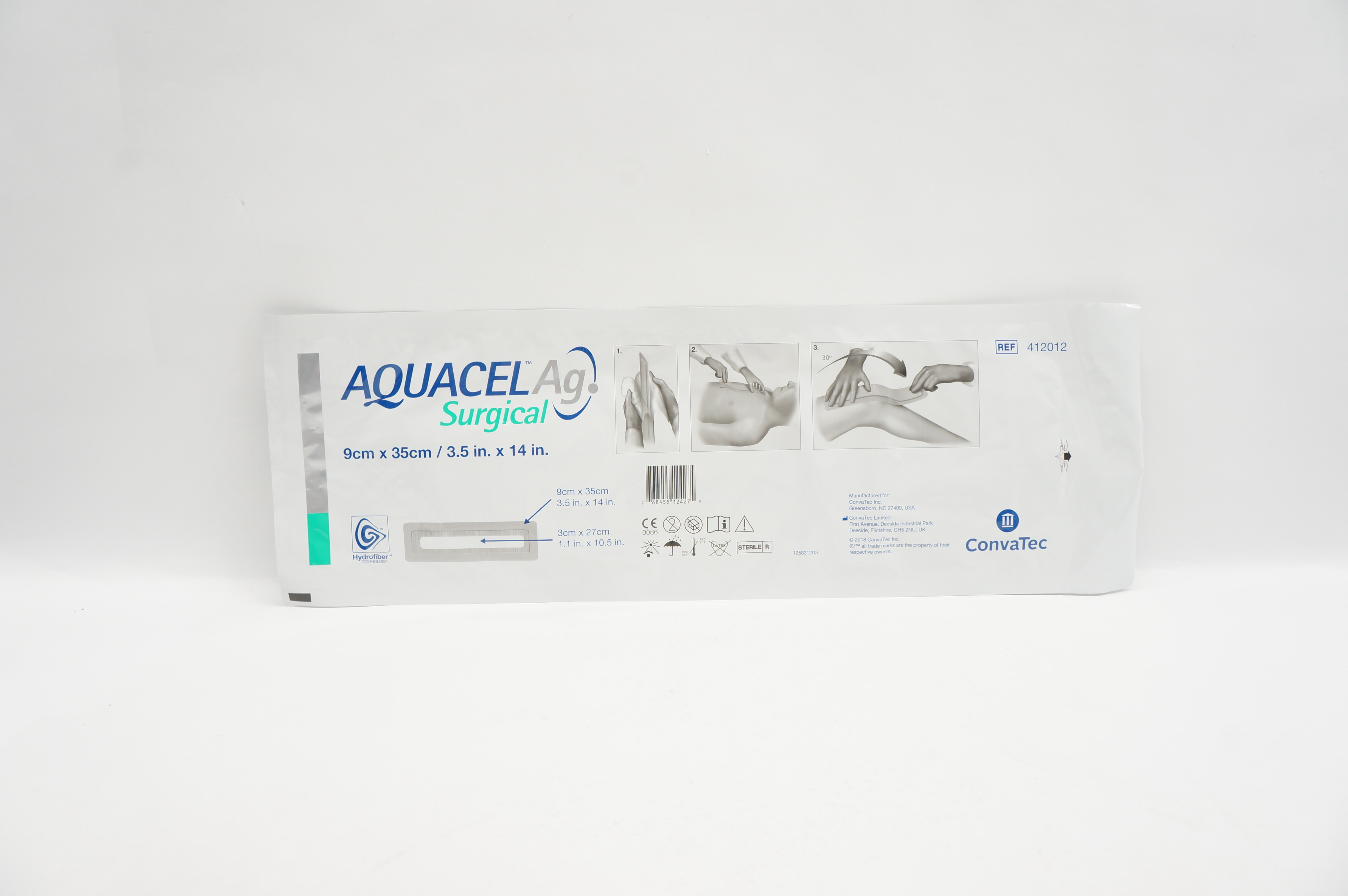 ConvaTec 412012 Aquacel Ag Surgical Hydrofiber Dressing 3.5 x 14inch (x)