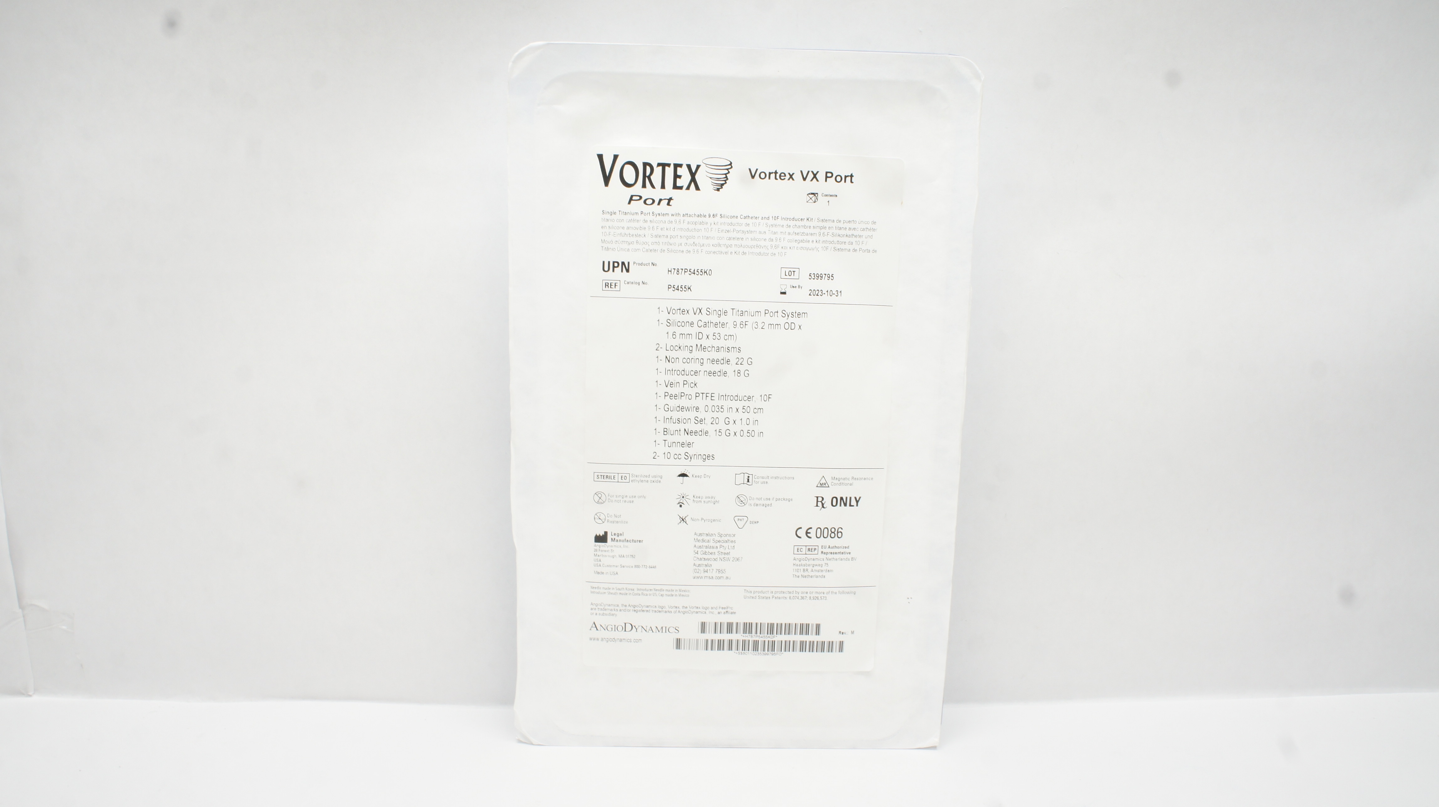 AngioDynamics P5455K Vortex Port System w/9.6F Cath. & 10F Introducer ...