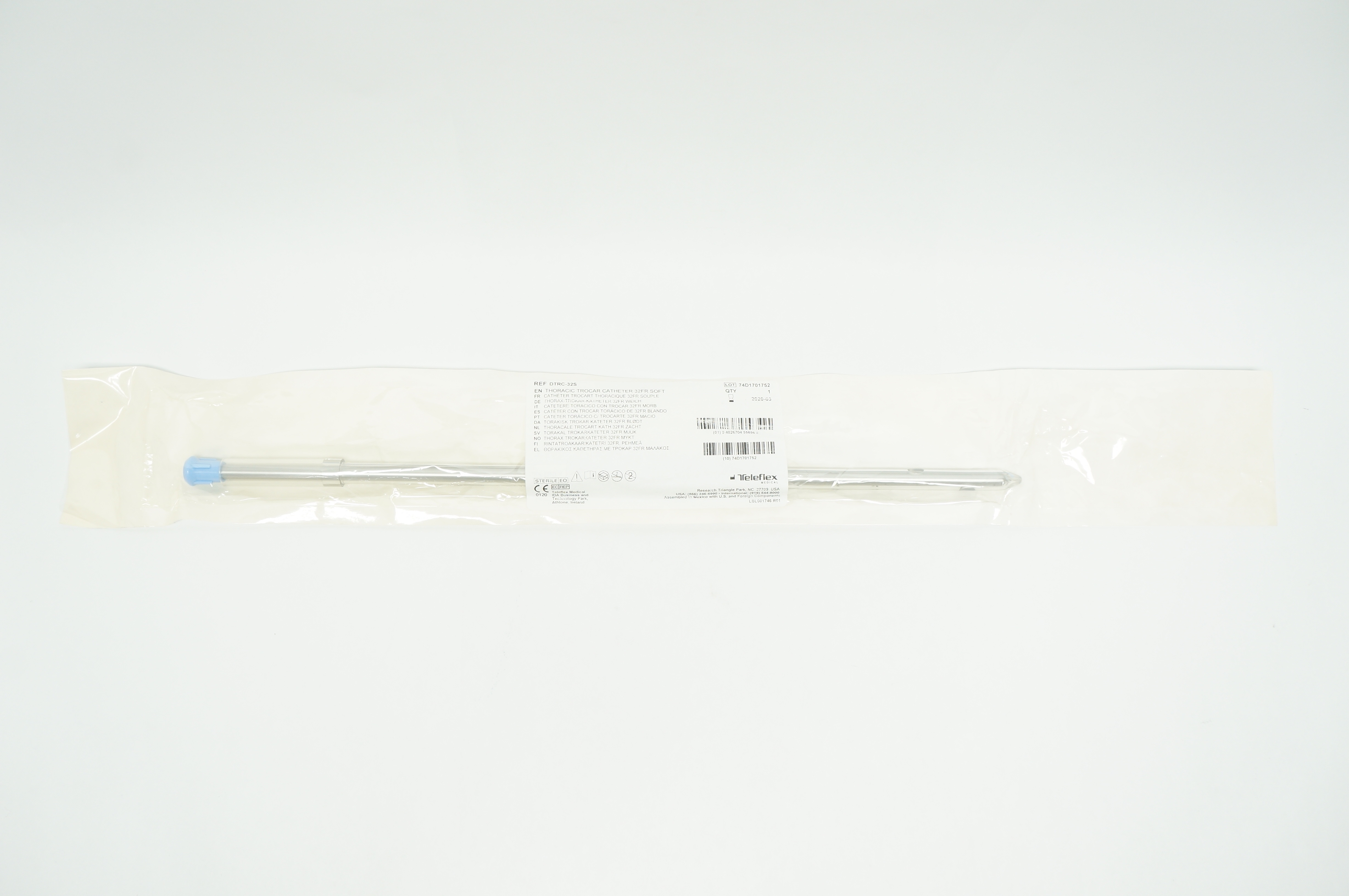 Teleflex DTRC-32S Thoracic Trocar Cath. Soft 32Fr (x)