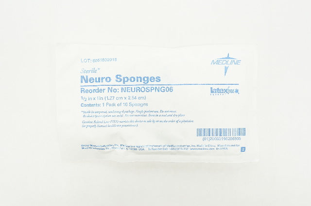 Medline NEUROSPNG06 Neuro Sponges 1/2 inch x 1 inch - Box of 10