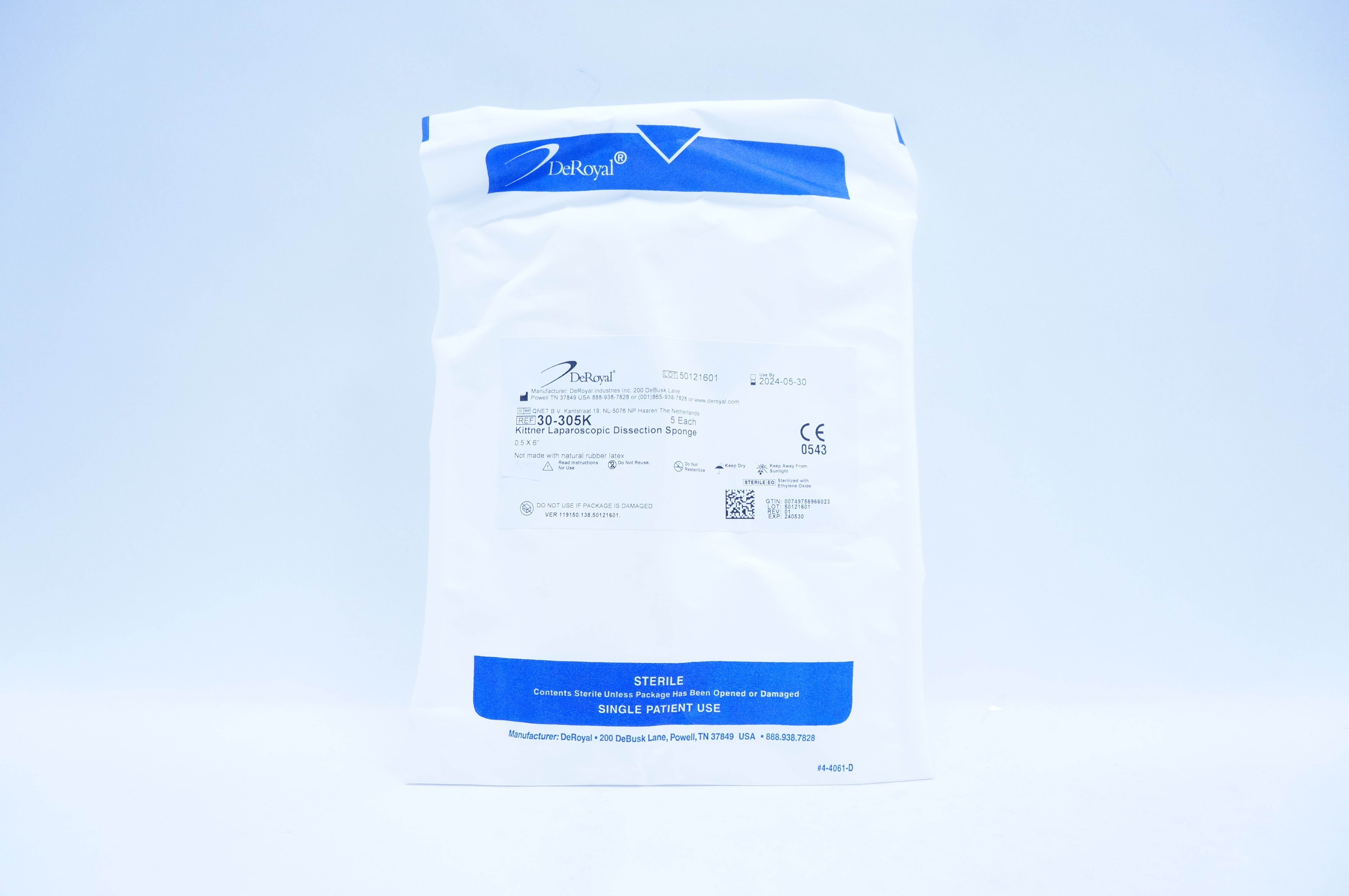 DeRoyal 30-305K Kittner Laparoscopic Dissection Sponge 0.5 x 6 inch ...