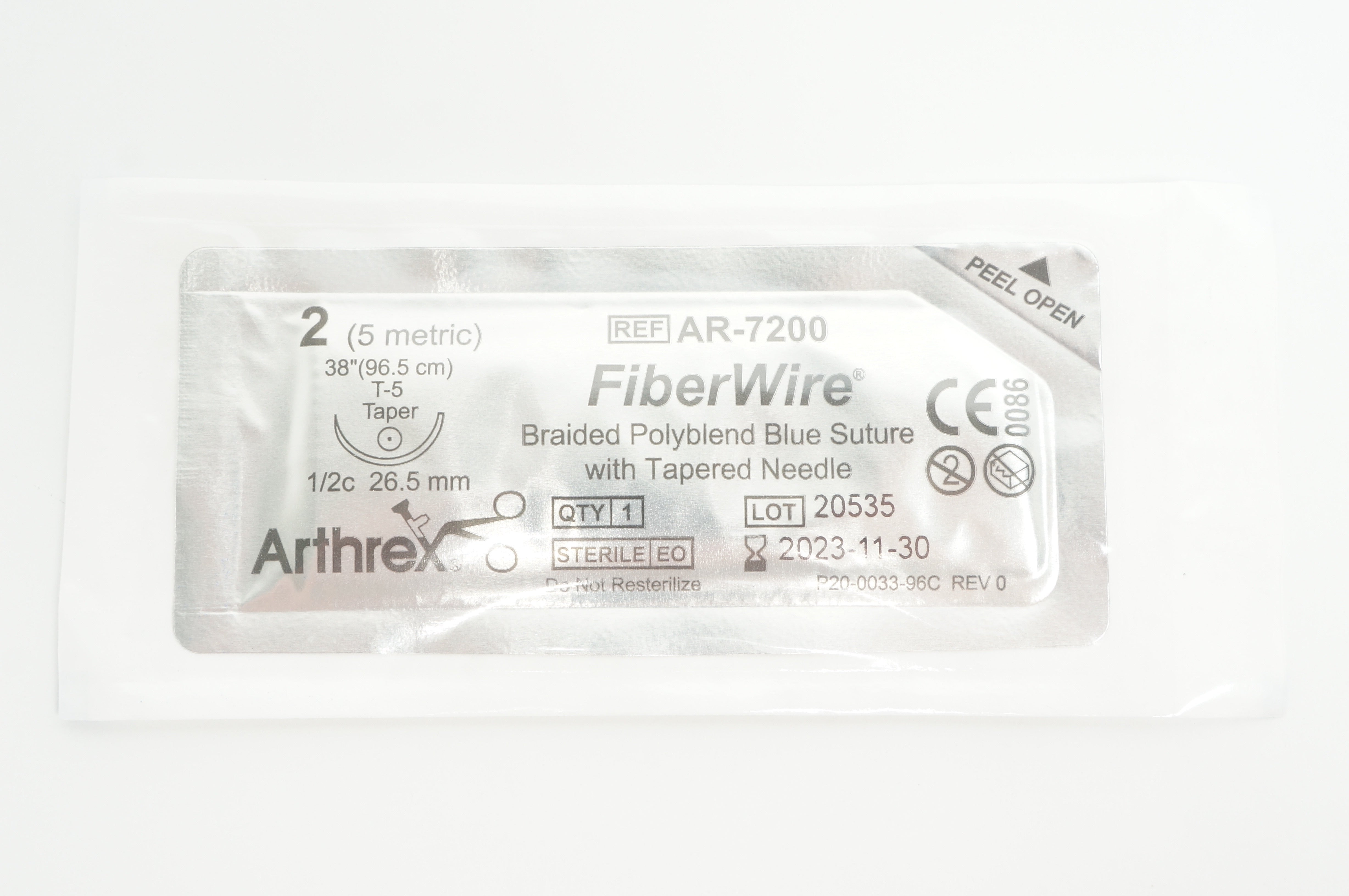 Arthrex AR-7200 2 FiberWire Braided Polyblend Stre T-5 1/2c 26.5mm ...