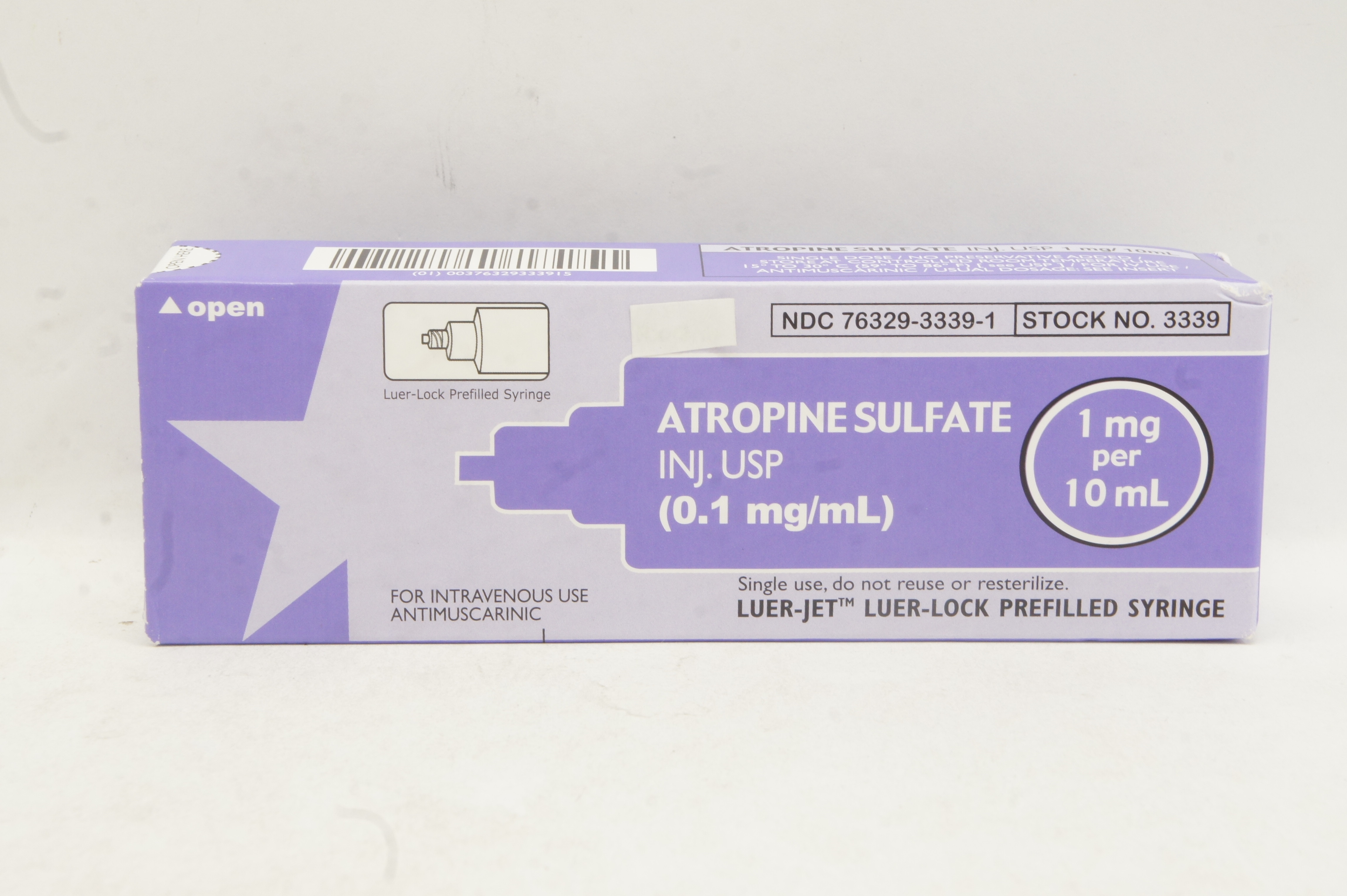 Amphastar 3339 Atropine Sulfate Injection USP 0.1mg/mL (x)