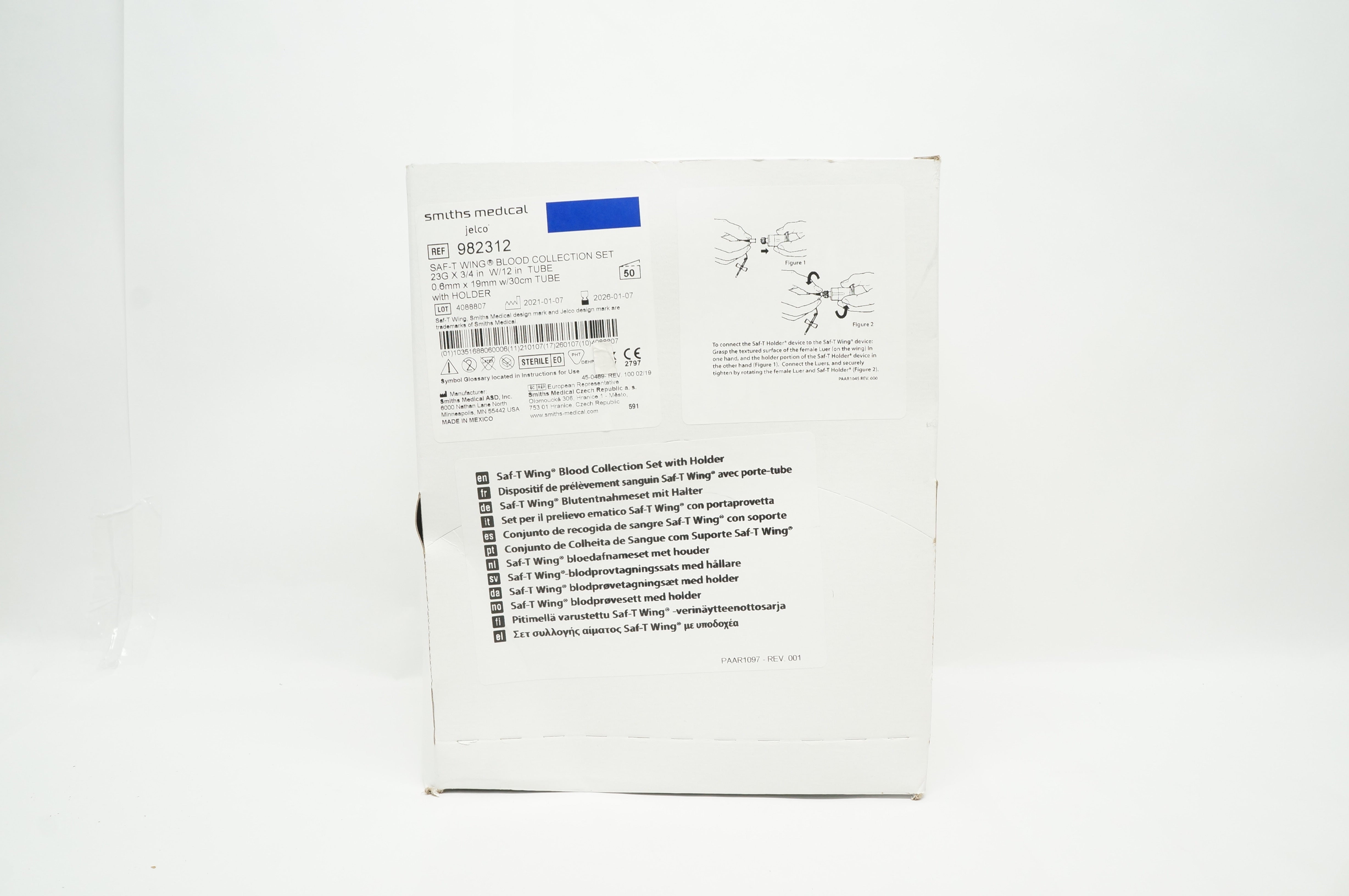 Smiths Medical 982312 Saft-T Wing Blood Collection Set 23G x 3/4inch ...