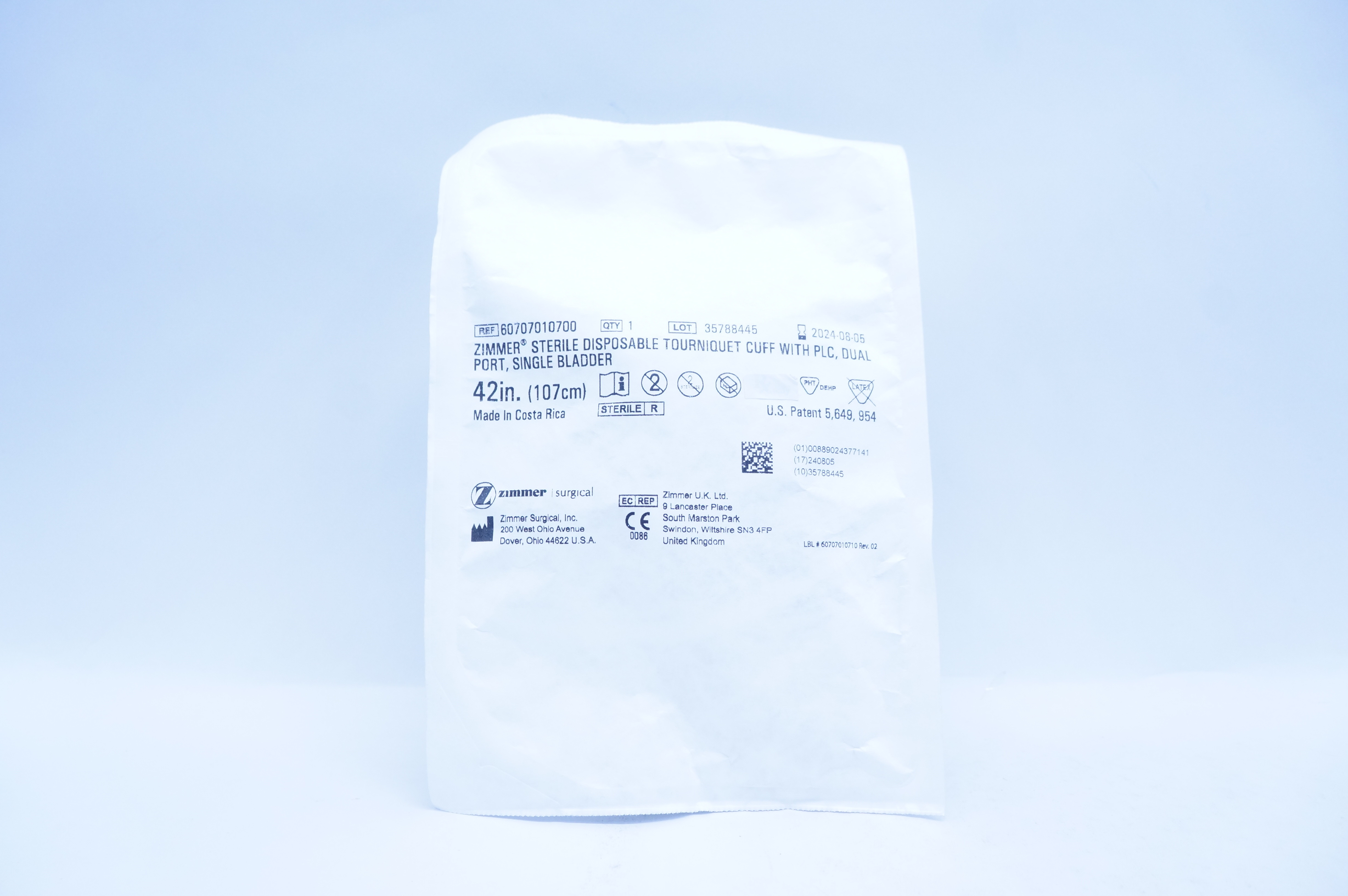 Zimmer 60707010700 Sterile Disposable Tourniquet Cuff 42 inch