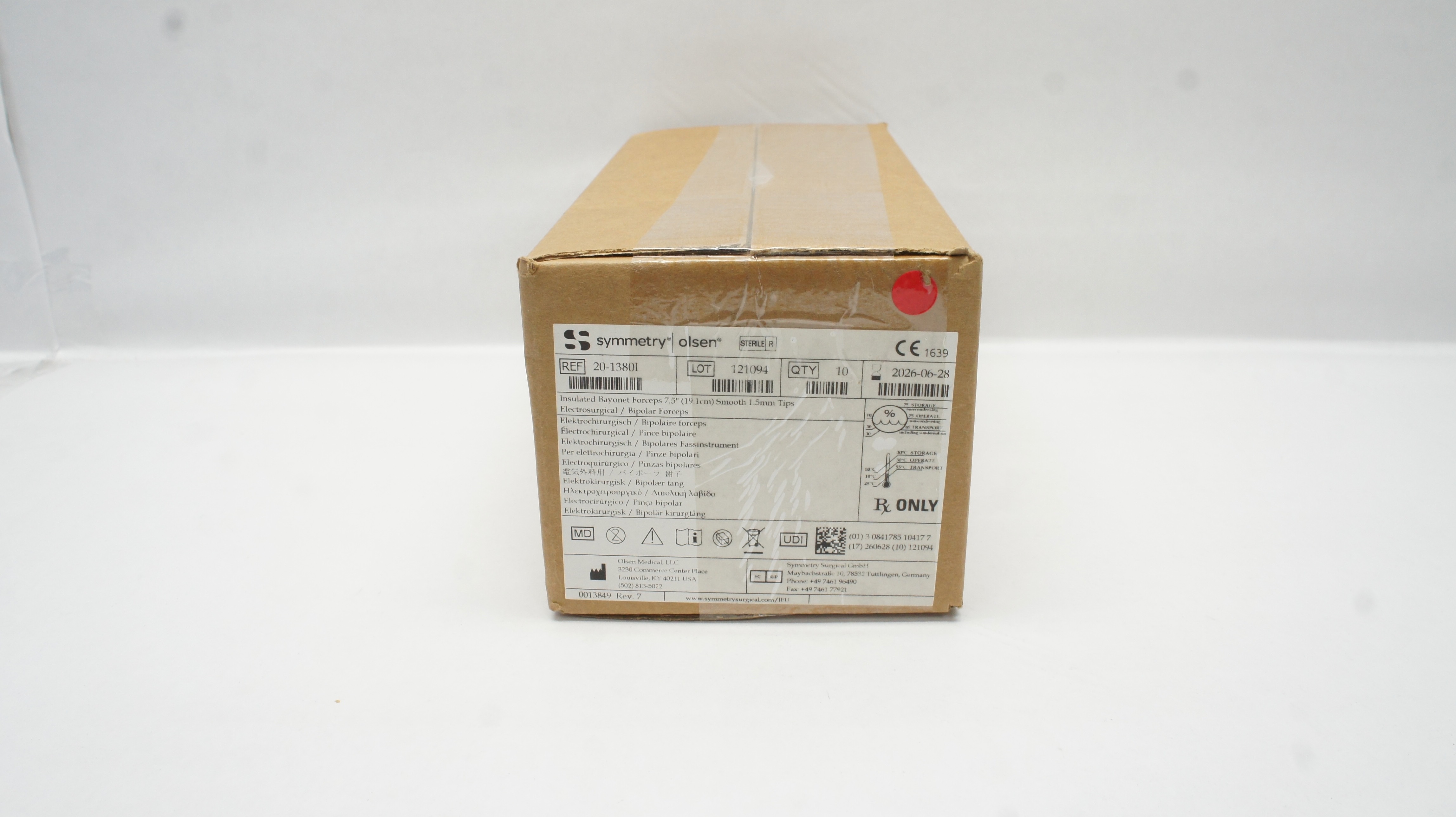 Olsen Medical 20-13801 Symmetry Insulated Bayonet Forceps 7.5In - Box of 10