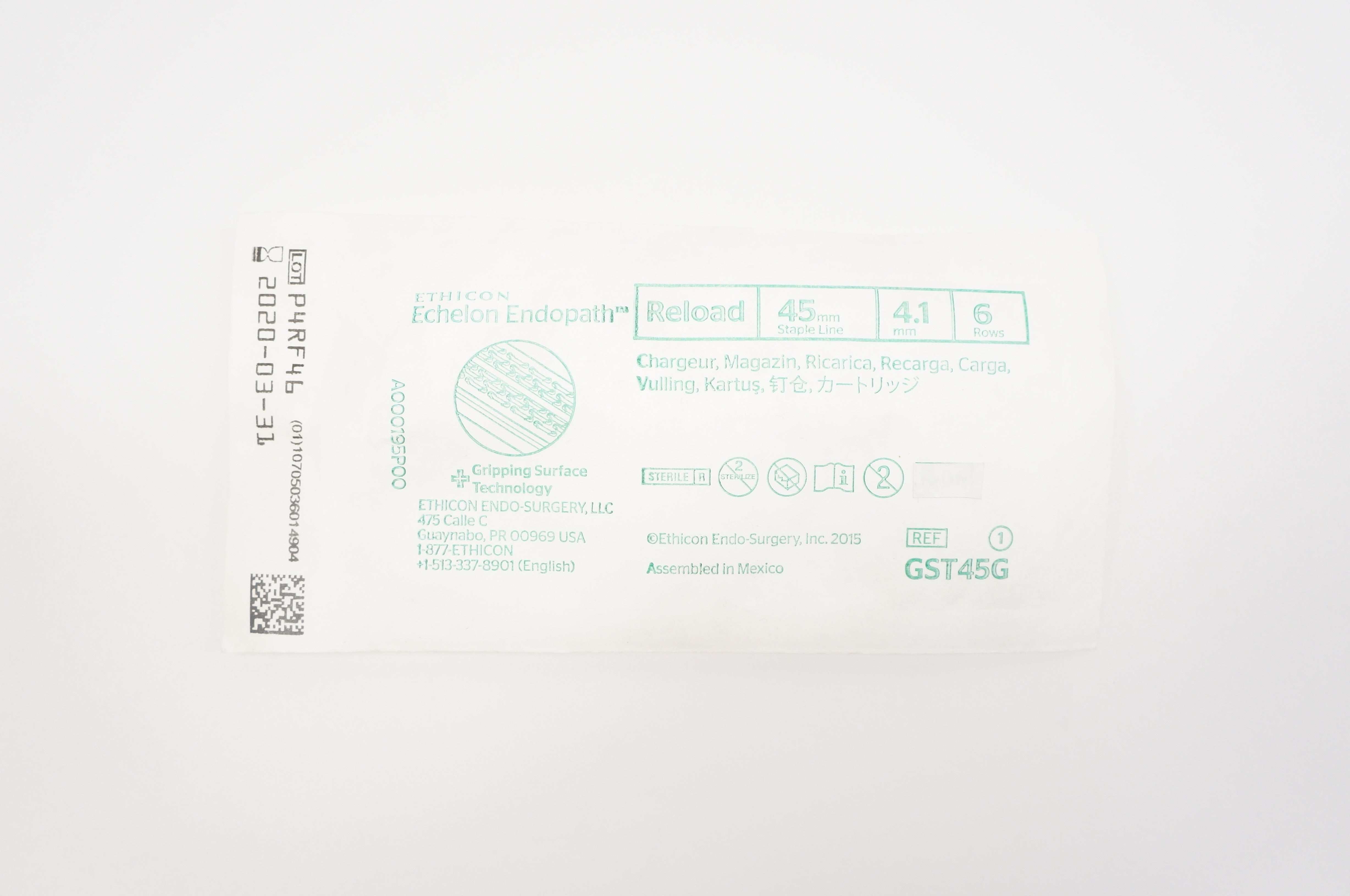 Ethicon GST45G Reload with Gripping Surface Technology, 6 Rows, 45mm x ...