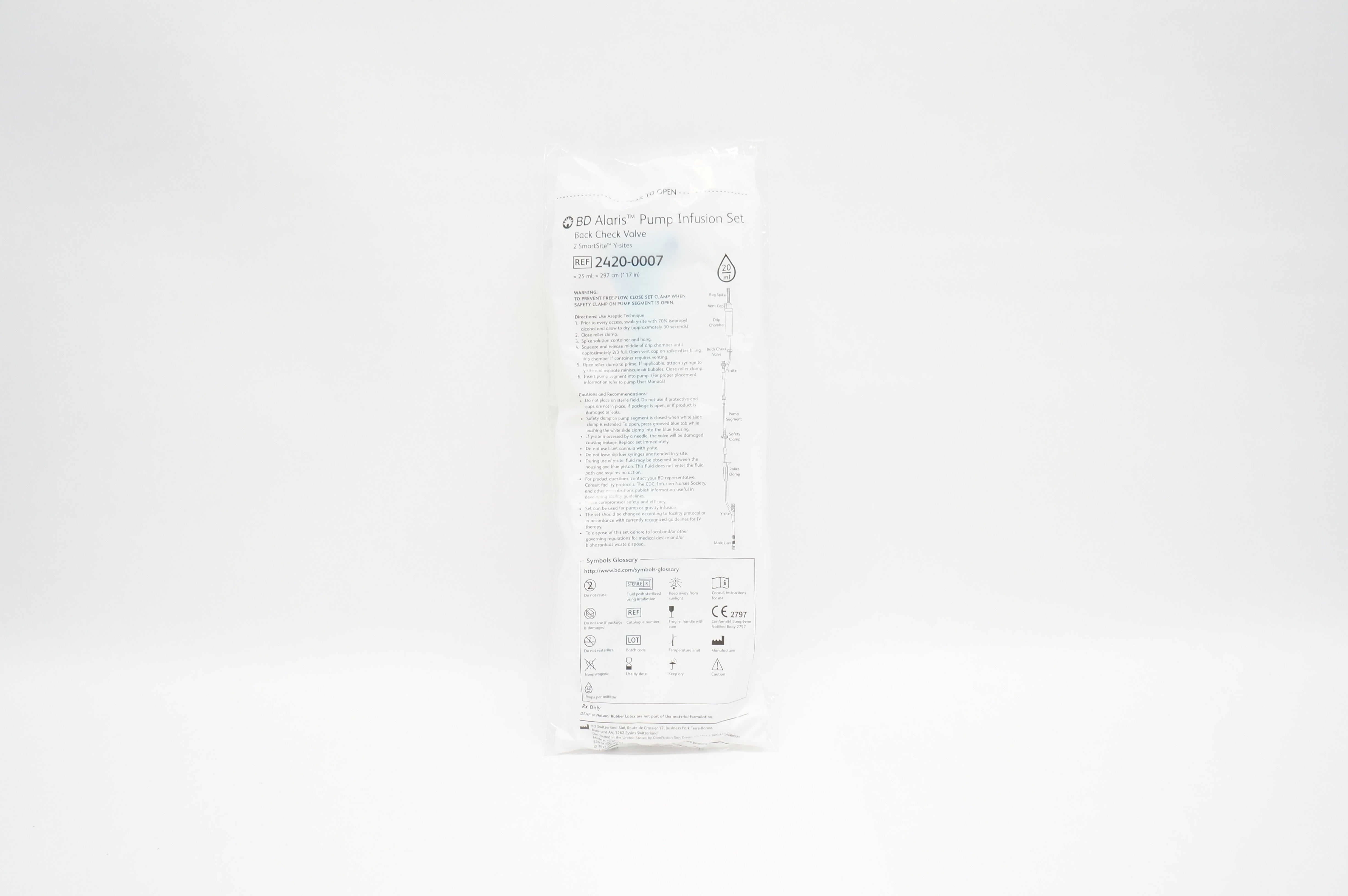 BD 2420-0007 Alaris Pump Infusion Set, Back Check Valve, 117 inch x 25mL