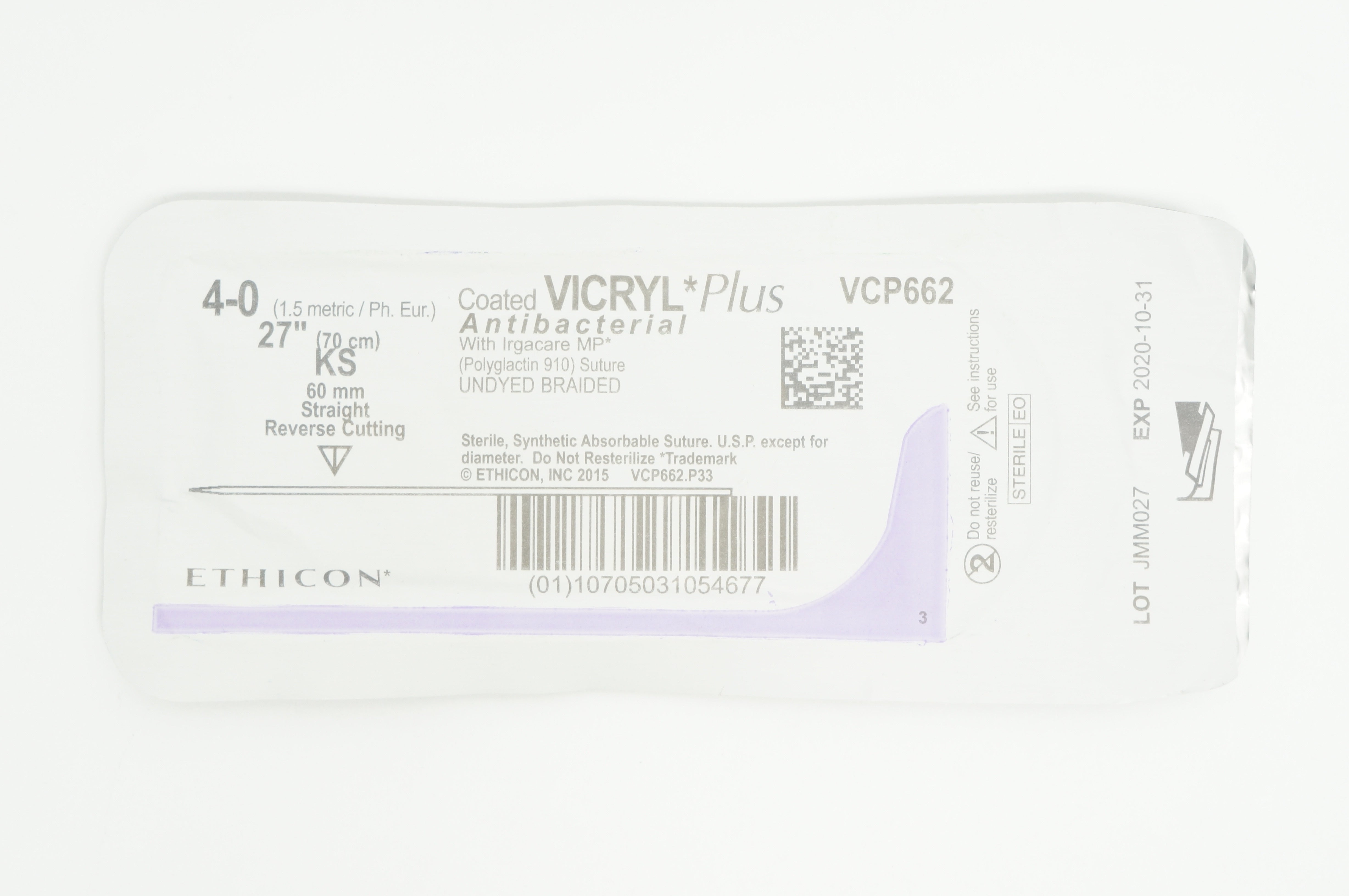 Ethicon VCP662 4-0 VICRYL Plus KS, 60mm Straight Reverse Cutting ...