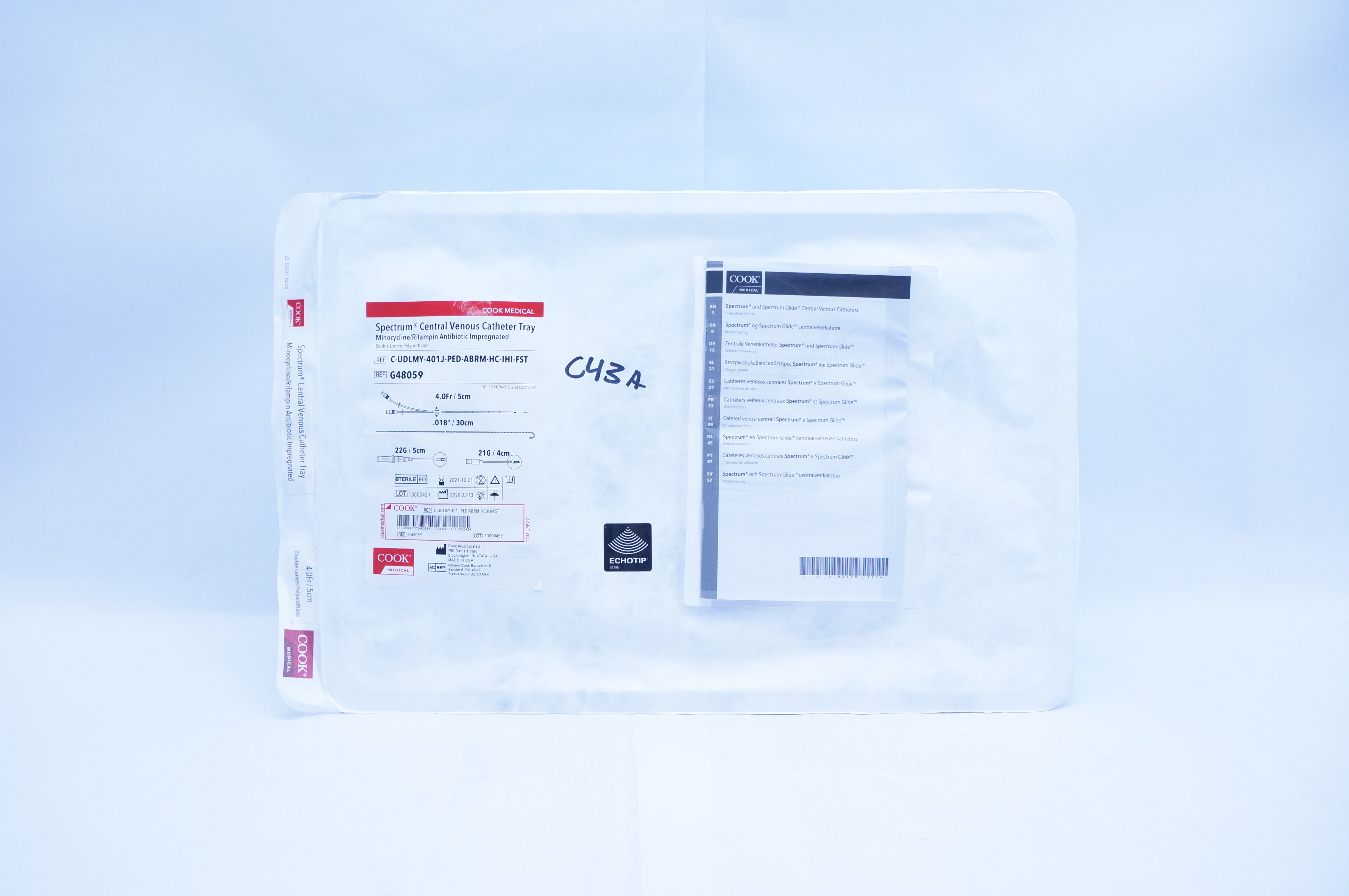 Cook Medical G48059 Spectrum Central Venous Cath.Tray 4Fr x .018inch