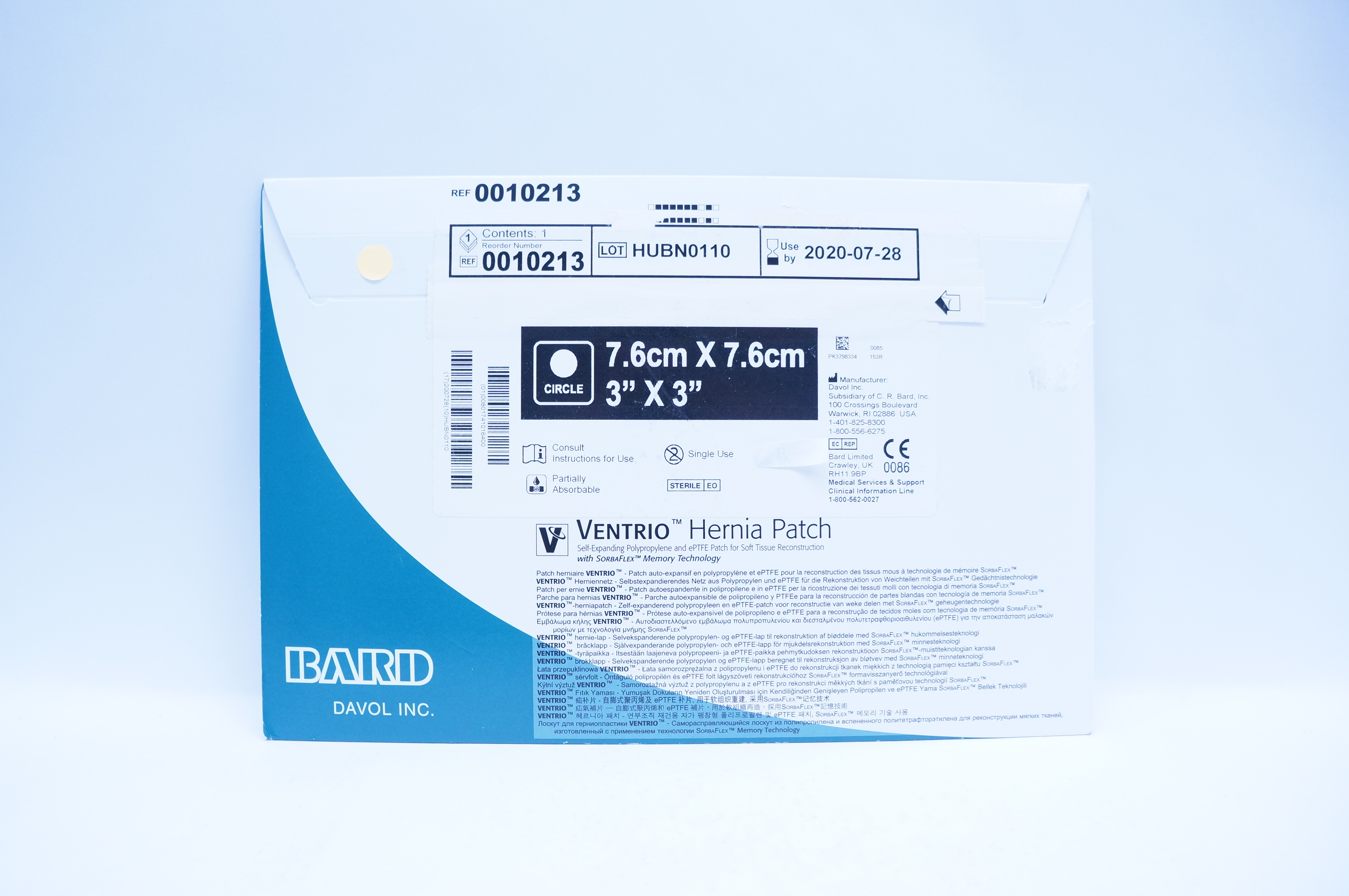 Bard 0010213 VENTRIO Hernia Patch for Soft Tissue Reconstruction 3 x ...