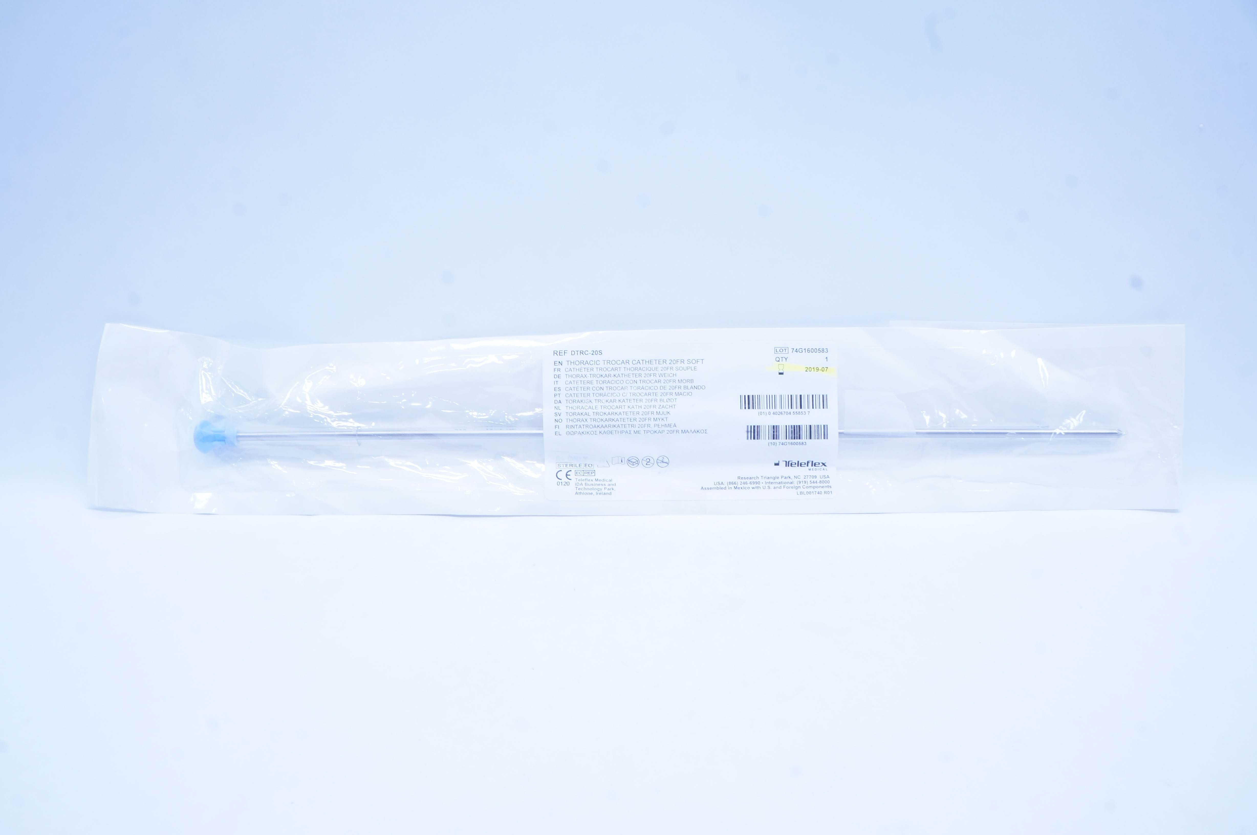 Teleflex DTRC-20S Thoracic Trocar Cath. Soft 20Fr (x)