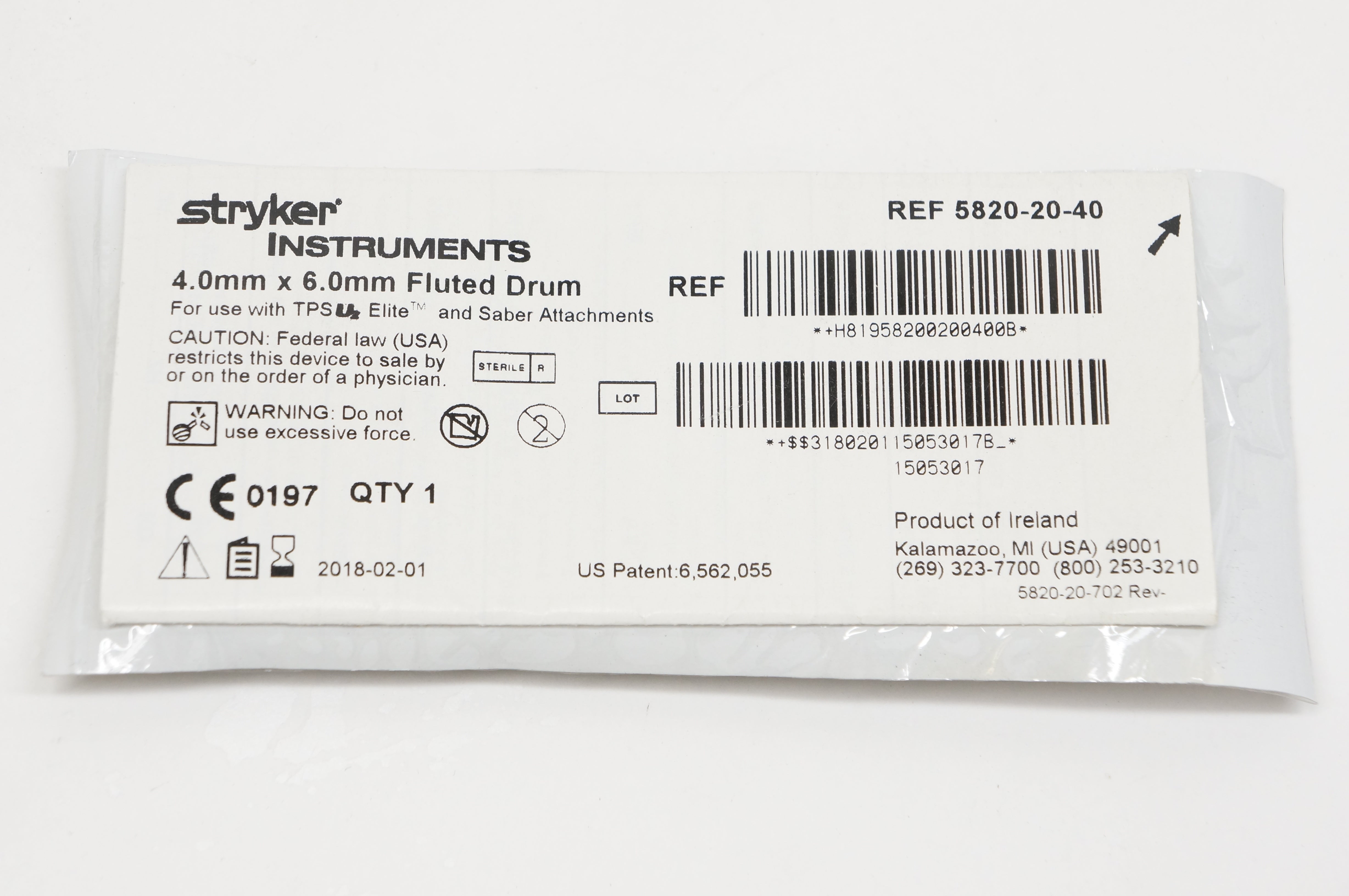 Stryker 5820-20-40 Fluted Drum 4.0mm x 6.0mm (x)