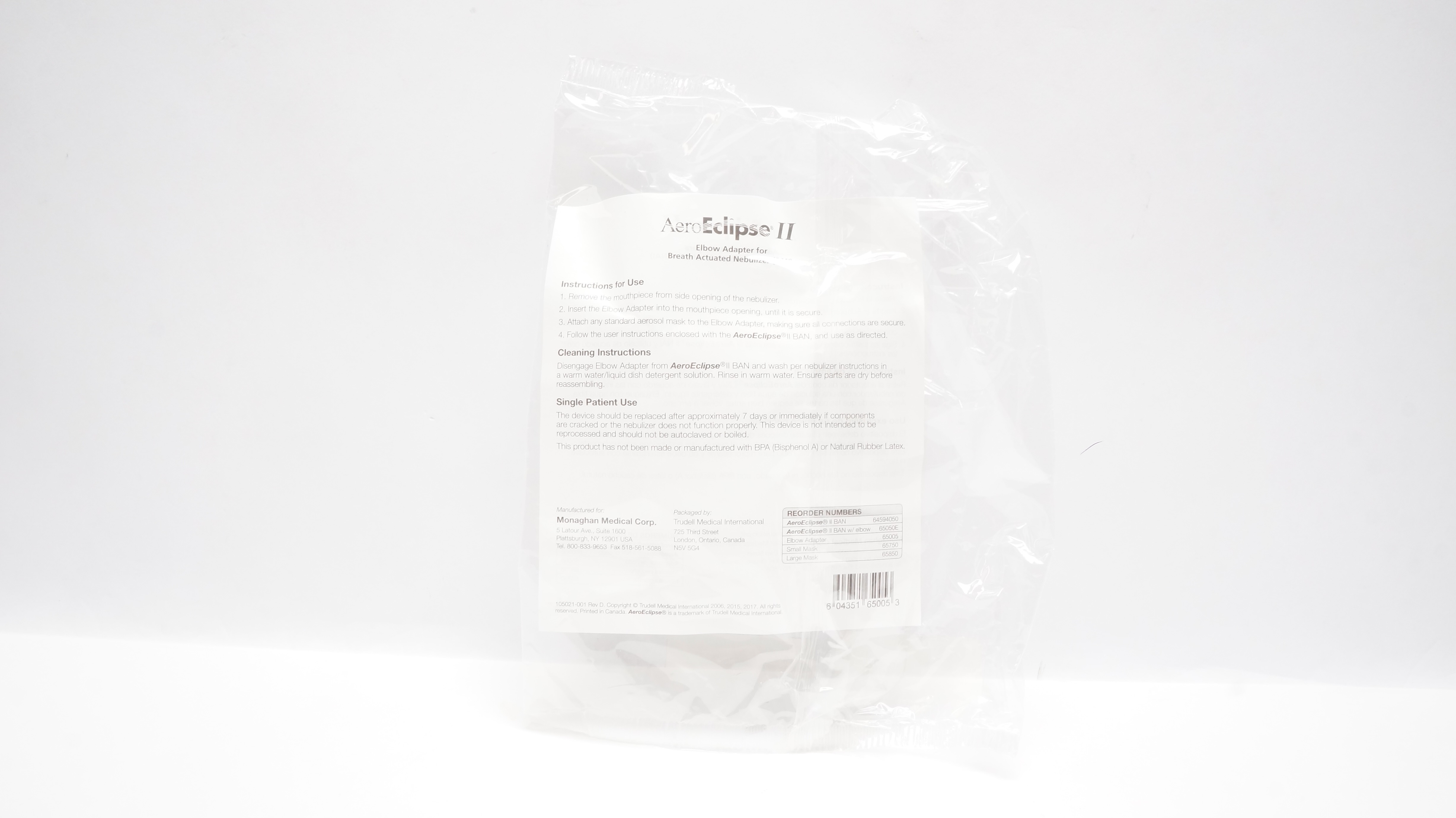 Monaghan Medical 65005 AeroEclipse II Elbow Adapter