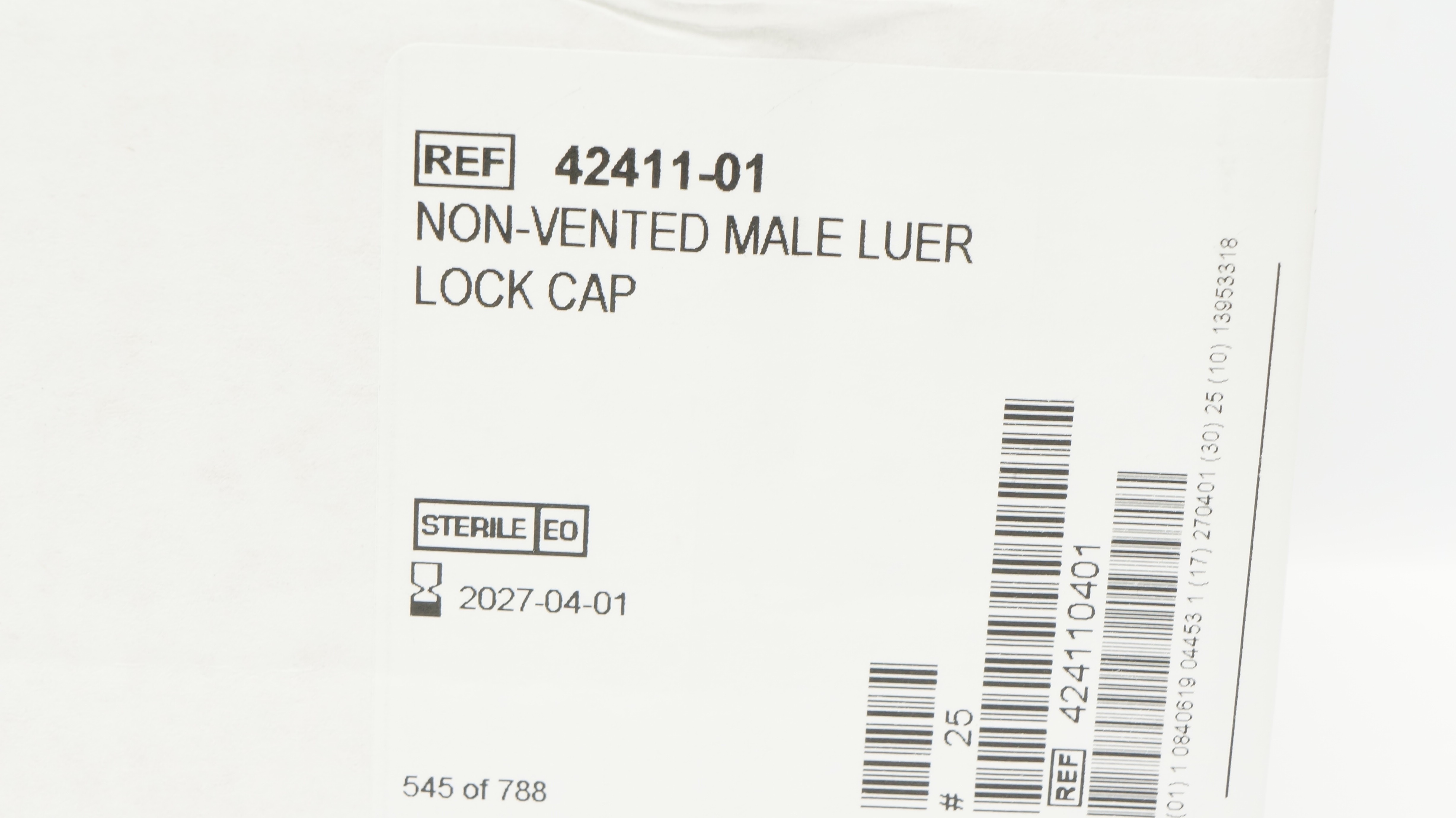 ICU Medical 42411-01 Non-Vented Male Luer Lock Cap - Box of 24
