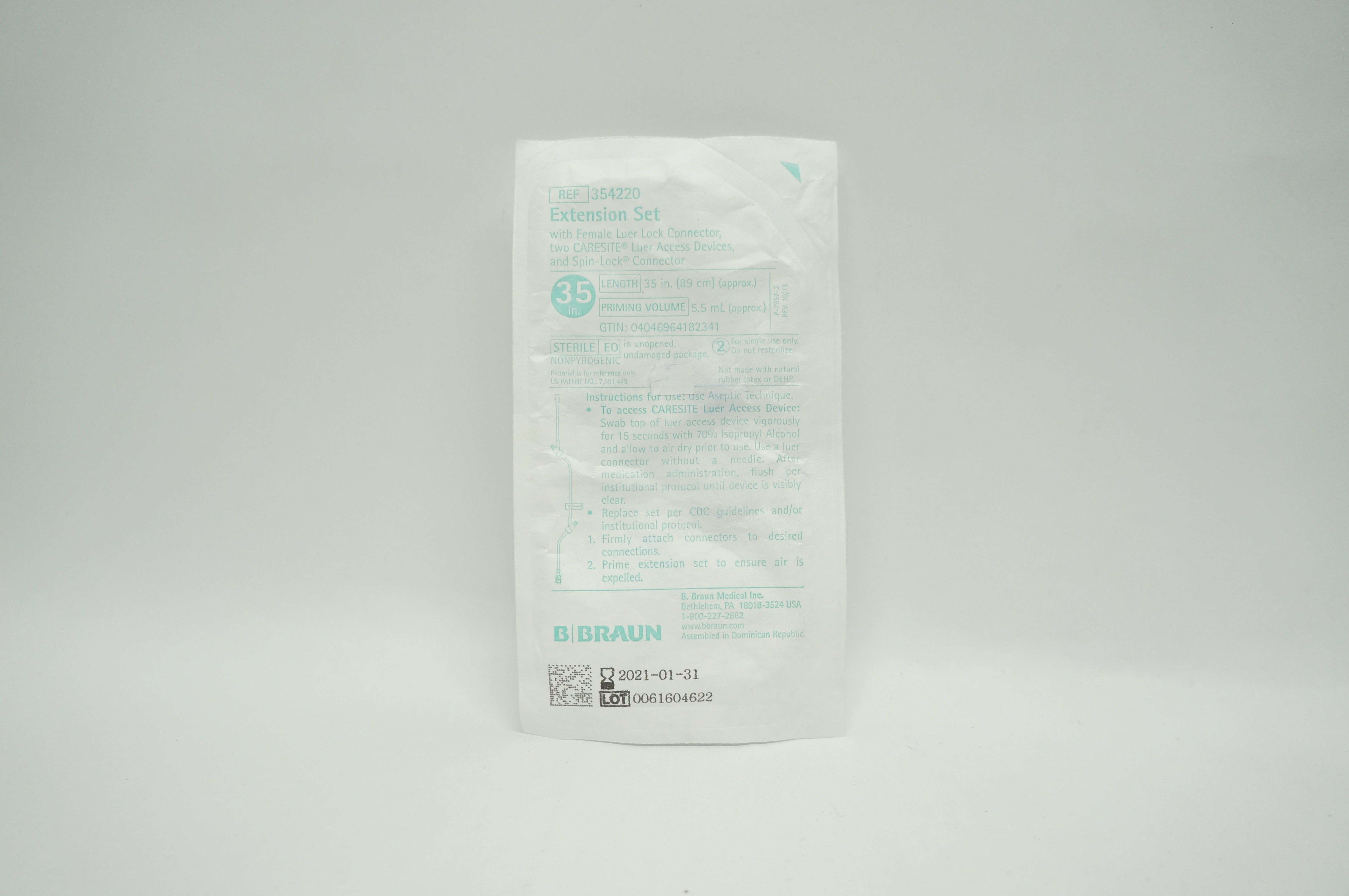 Braun 354220 Extension Set with Female Luer Lock Connector 35 inch x 5 ...