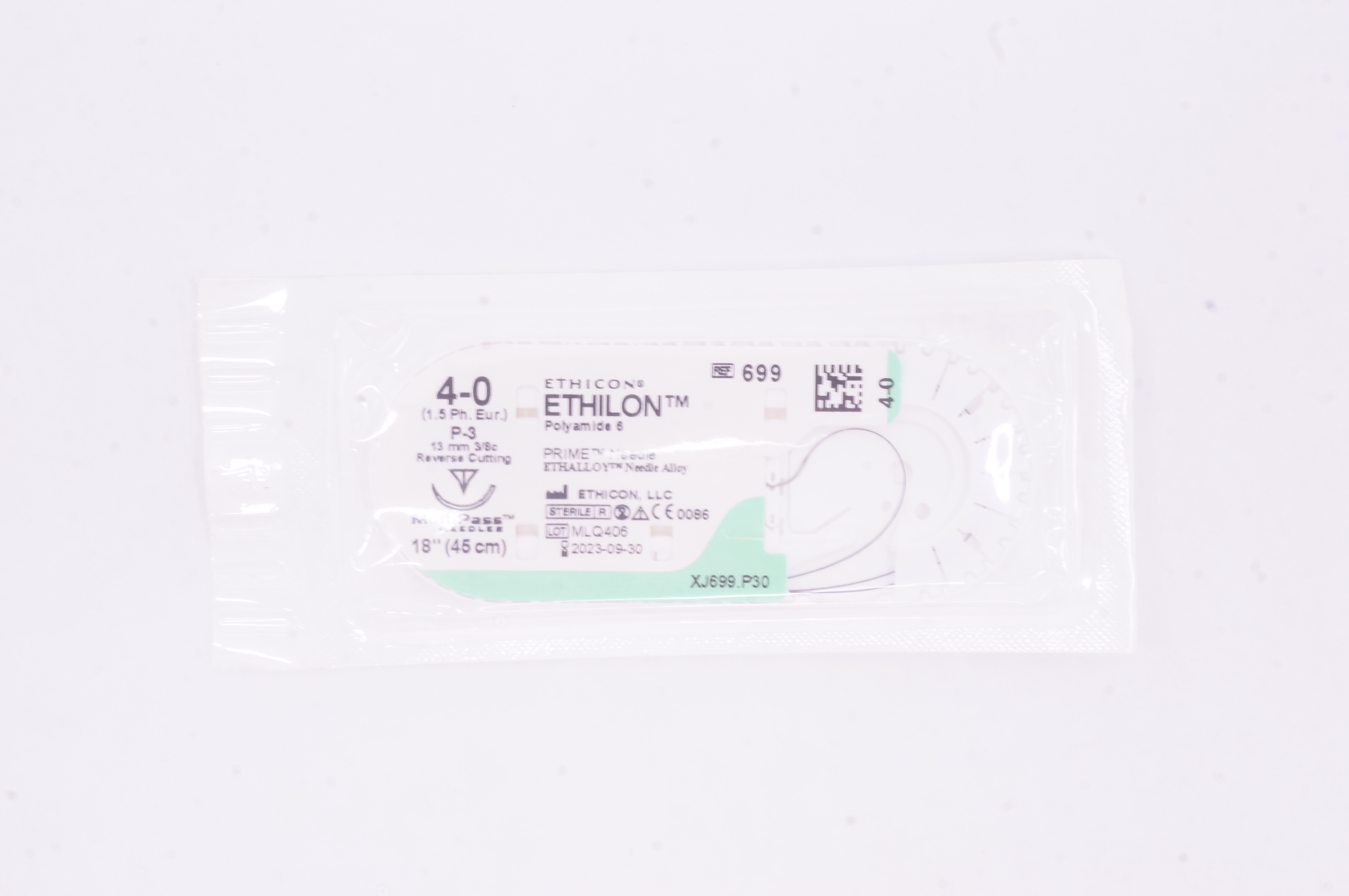 Ethicon 699 4-0 Ethilon Polyamide 6 Stre P-3 13mm 3/8c Reverse Cutting ...