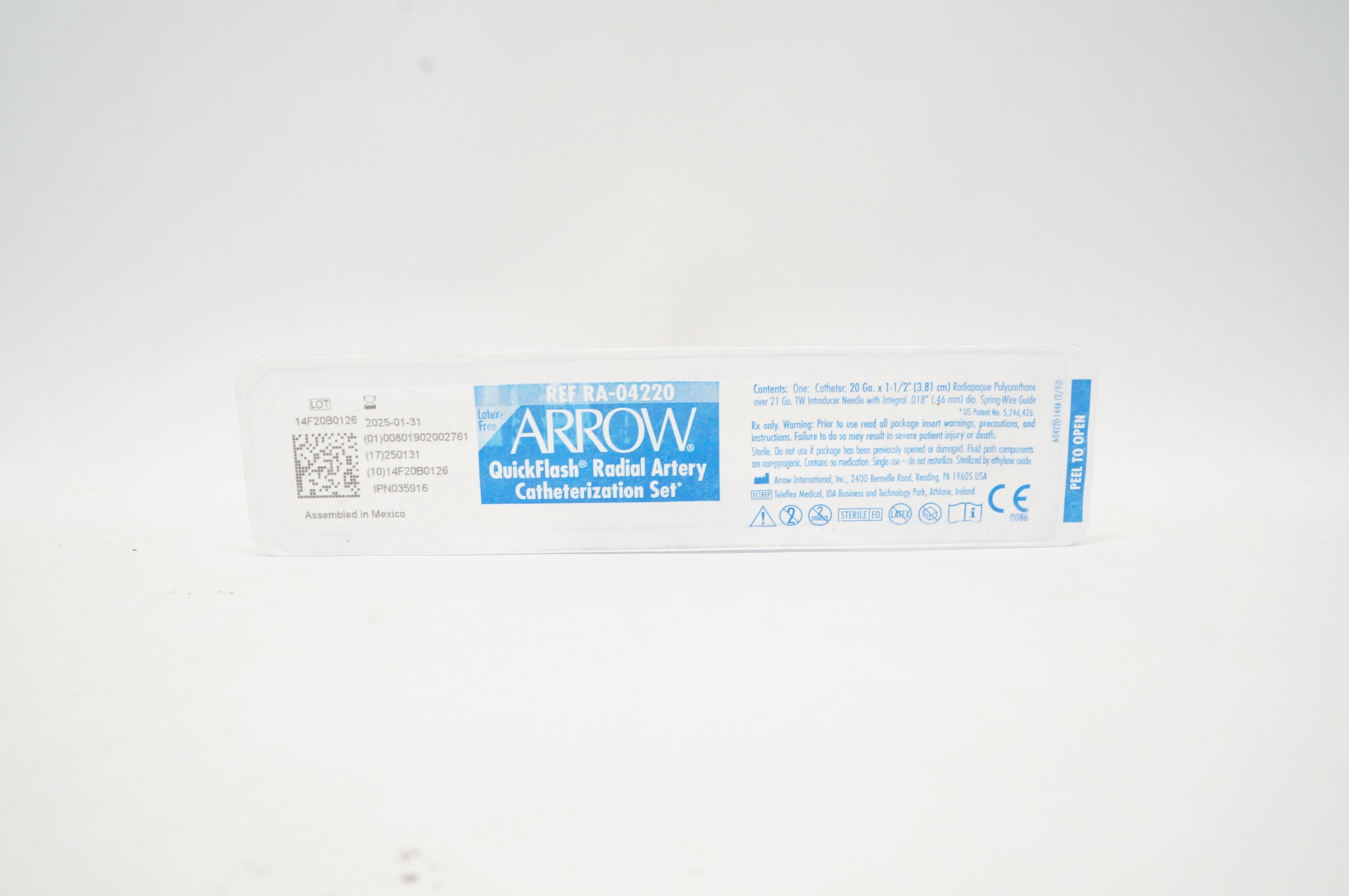 Arrow RA-04220 QuickFlash Radial Artery Catheterization Set 20Ga. x 1-1 ...