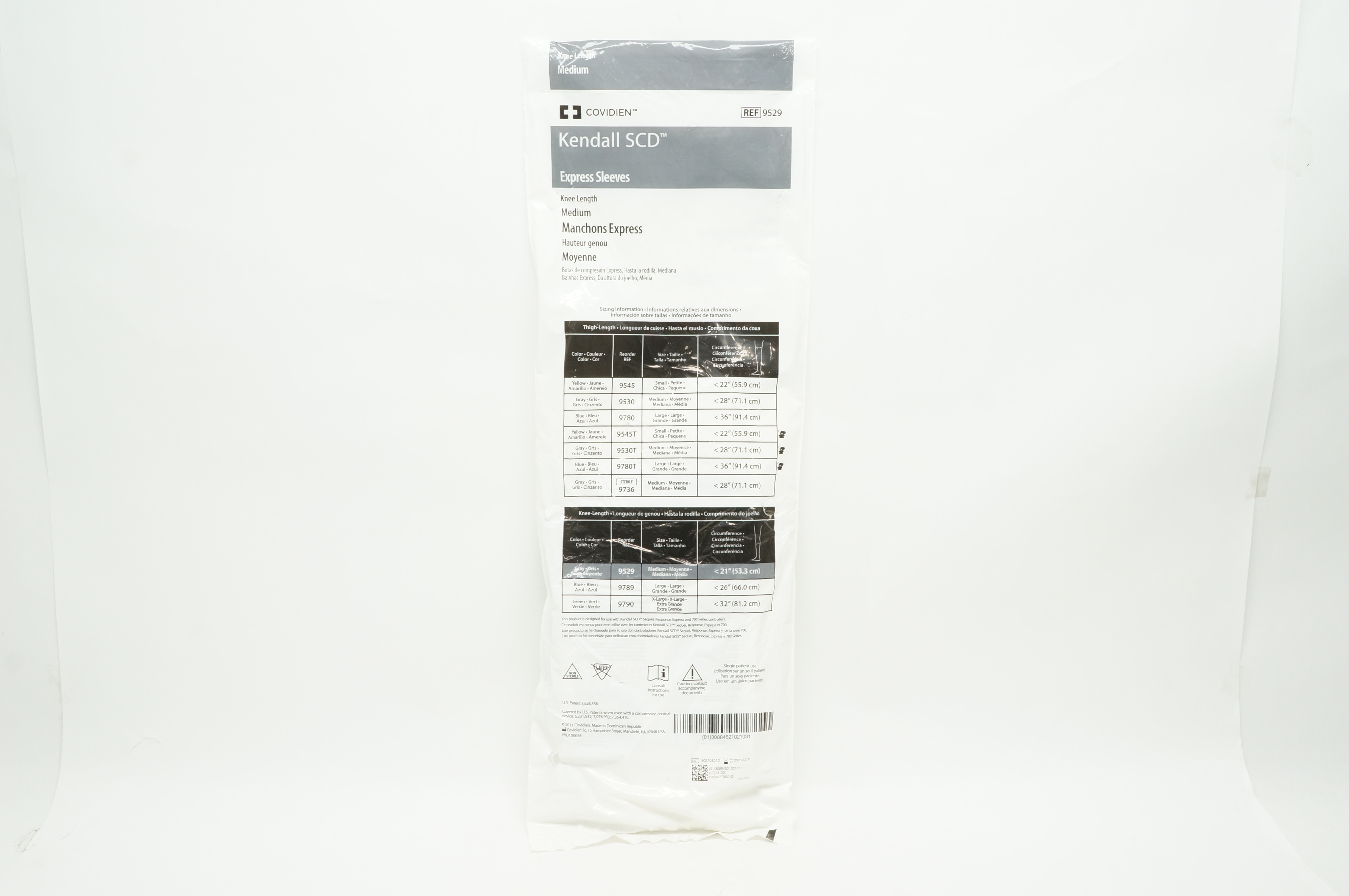 Covidien 9529 Kendall SCD Express Sleeves, Knee Length, Medium,