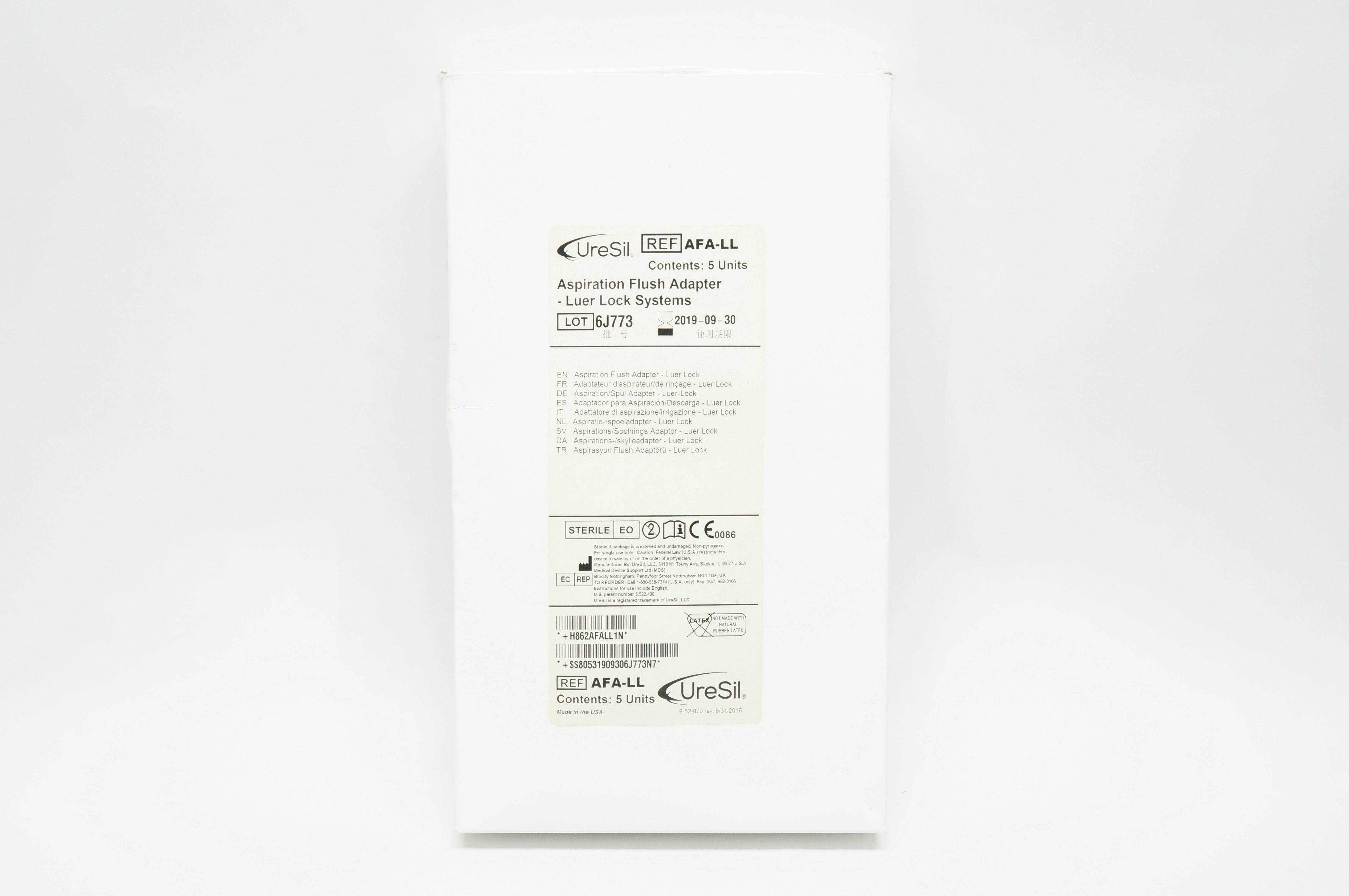 UreSil AFA-LL Aspiration Flush Adapter, Luer Lock Systems (x) - Box of 5