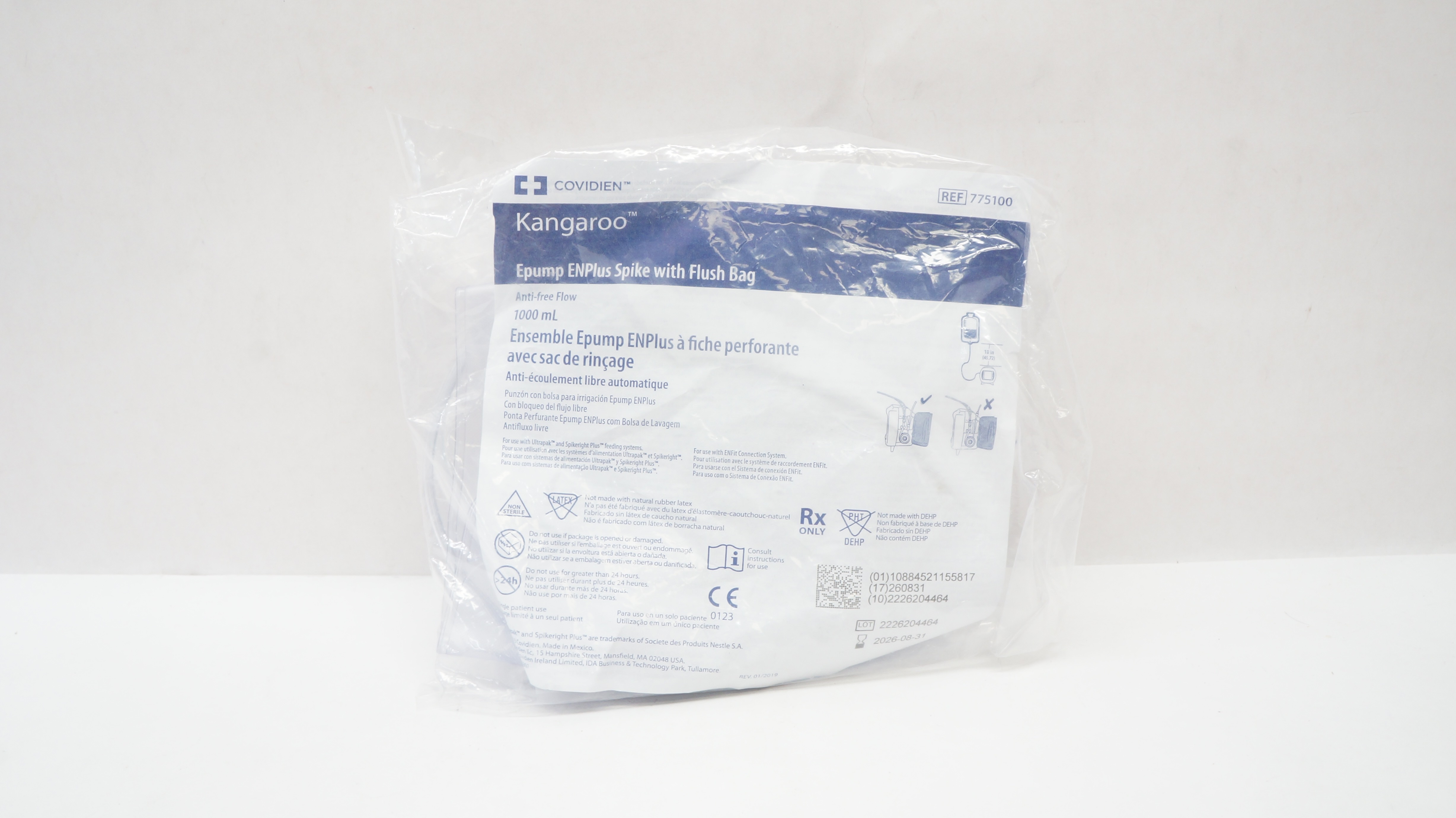 Covidien 775100 Kangaroo Epump ENPlus Spike with Flush Bag Anti-free ...