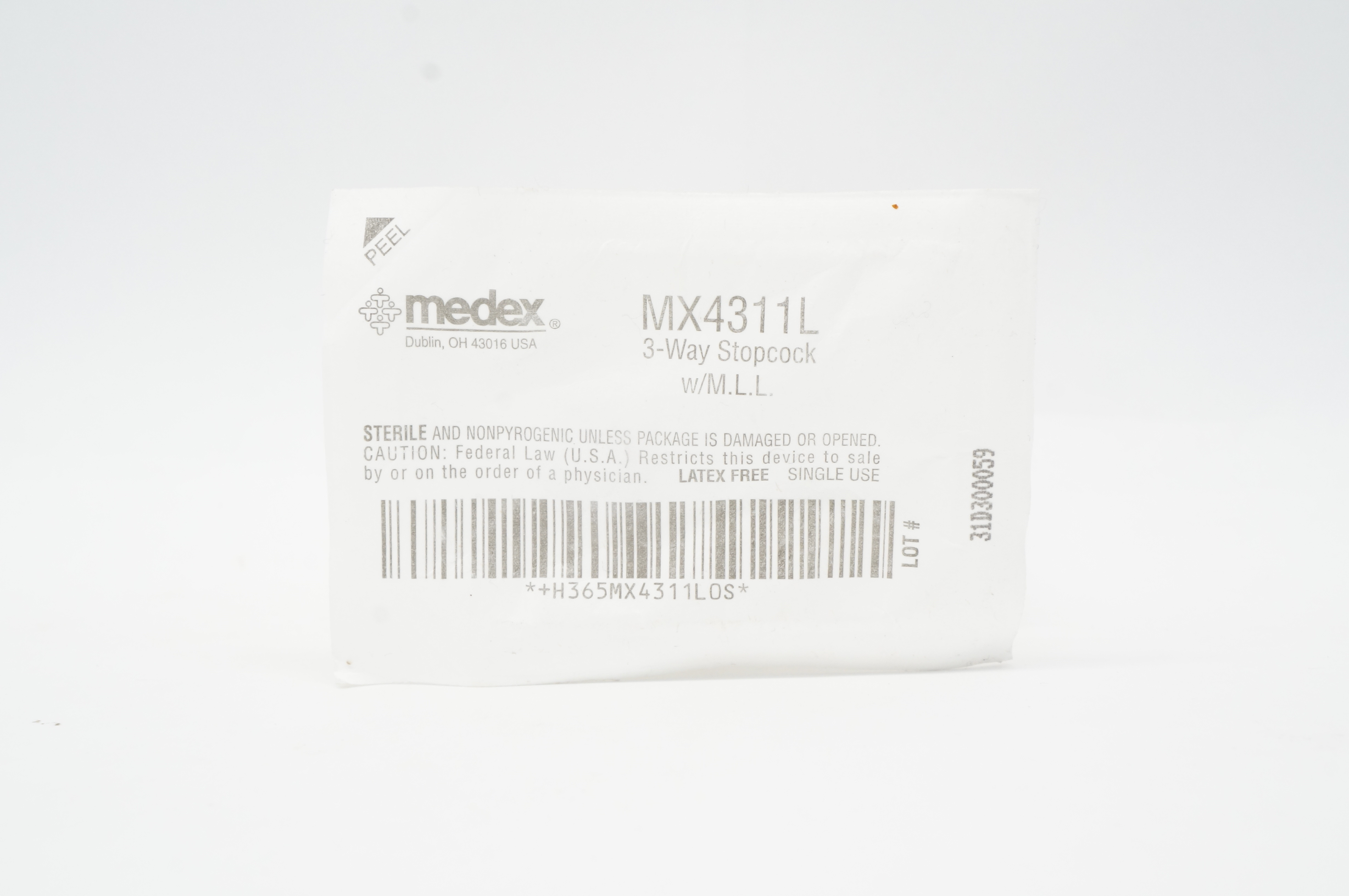 Medex MX4311L 3 Way Stopcock w/M.L.L.