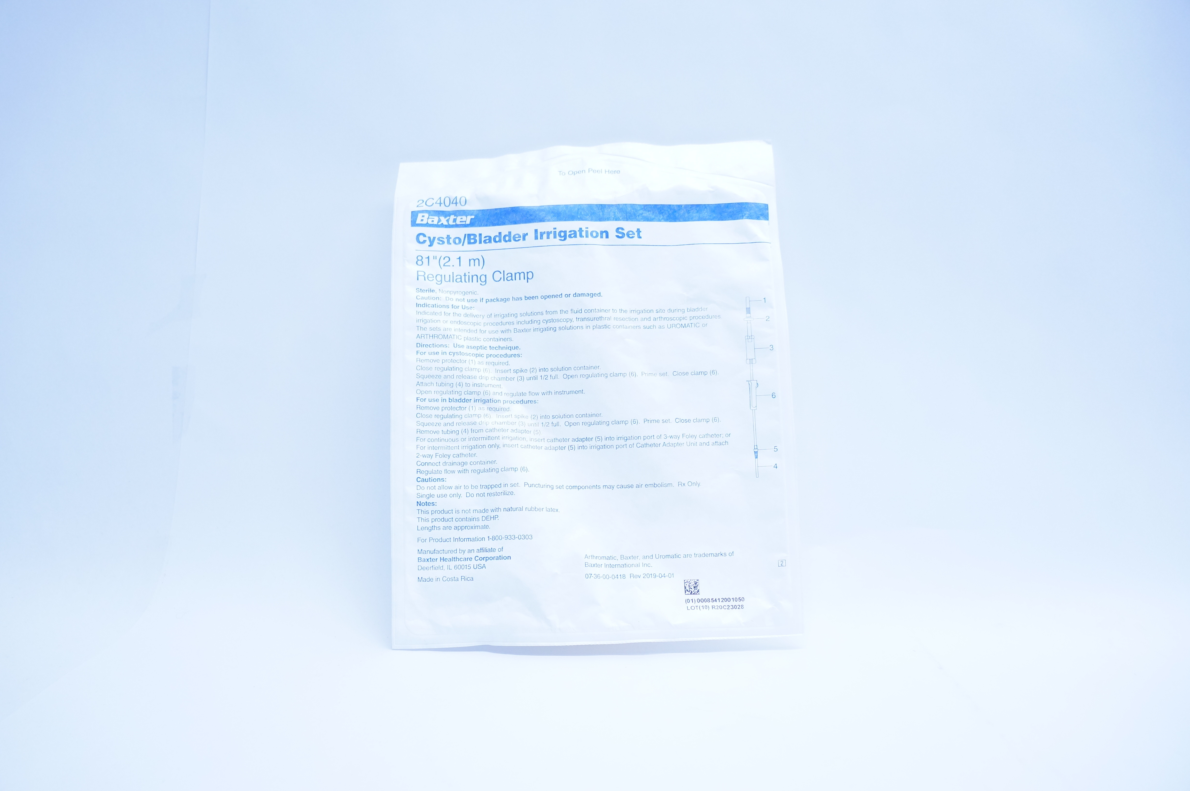 Baxter 2C4040 Cysto/Bladder Irrigation Set 81inch, Regulating Clamp