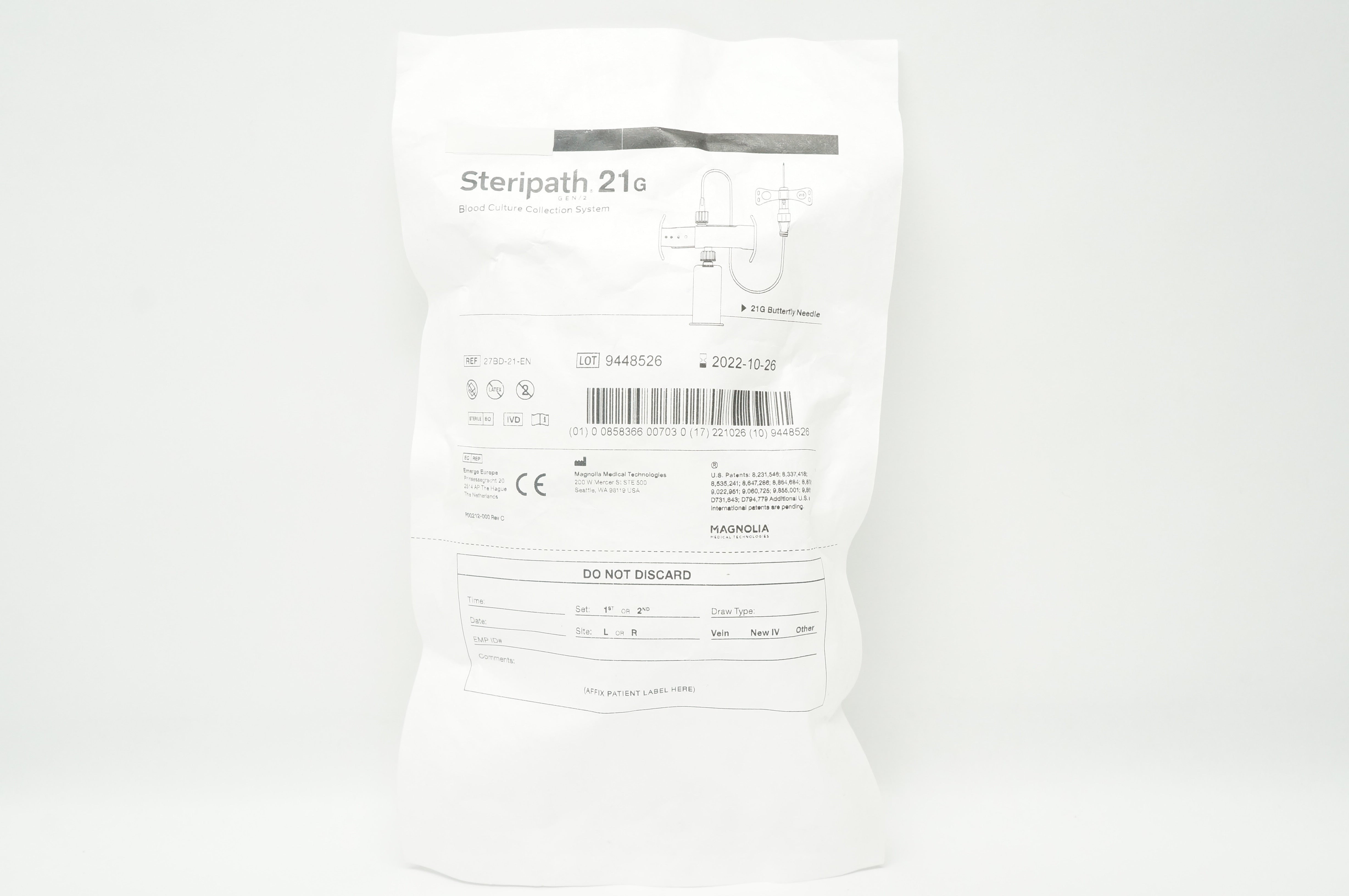 Magnolia 27BD-23-EN Steripath 23G Blood Culture Collection System