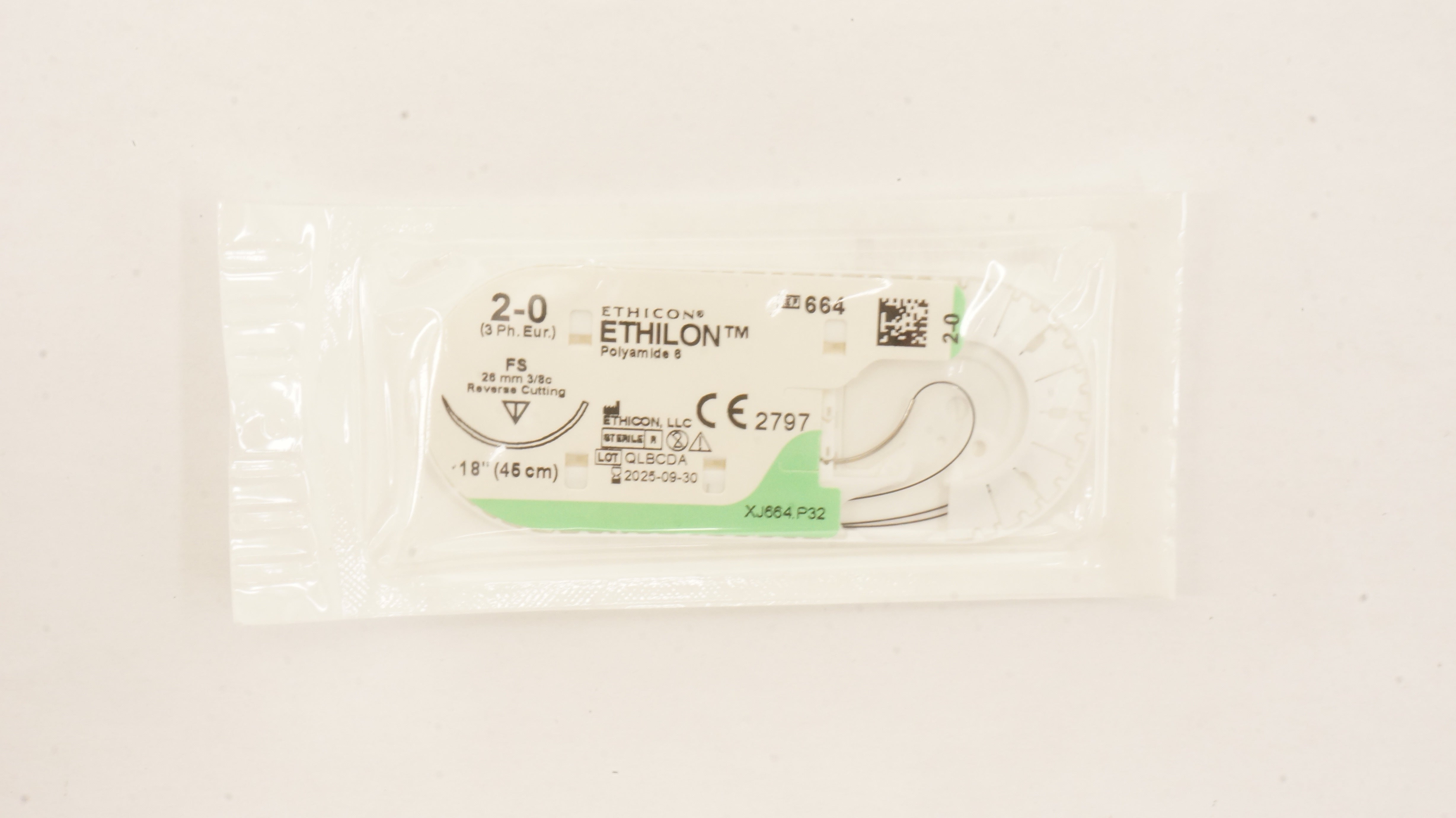 Ethicon 664 2-0 Ethilon Polyamide 6 Stre FS 26mm 3/8c Reverse Cutting ...