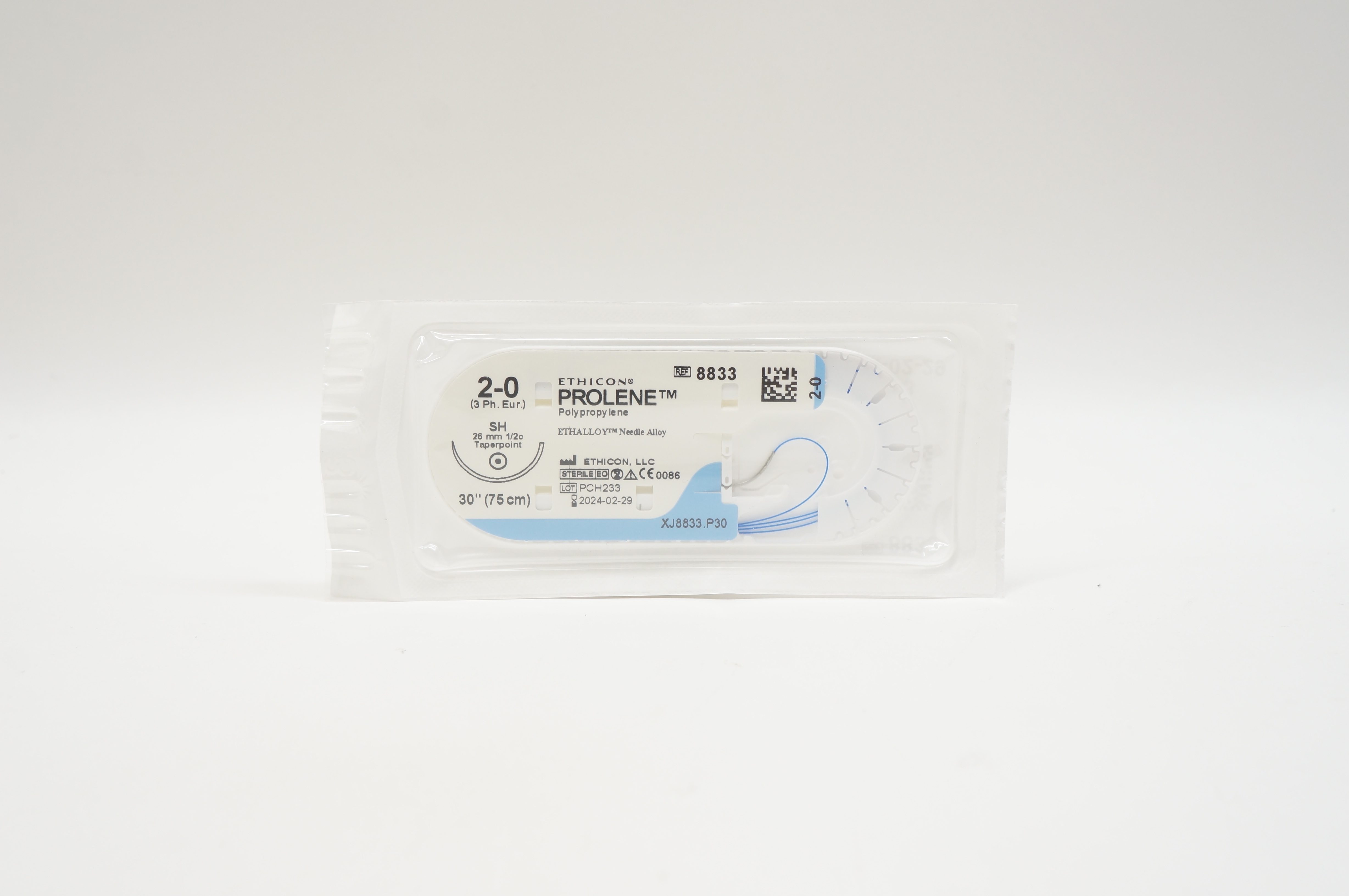 Ethicon 8833 2-0 PROLENE, SH, 26mm 1/2c Taperpoint, 30inch