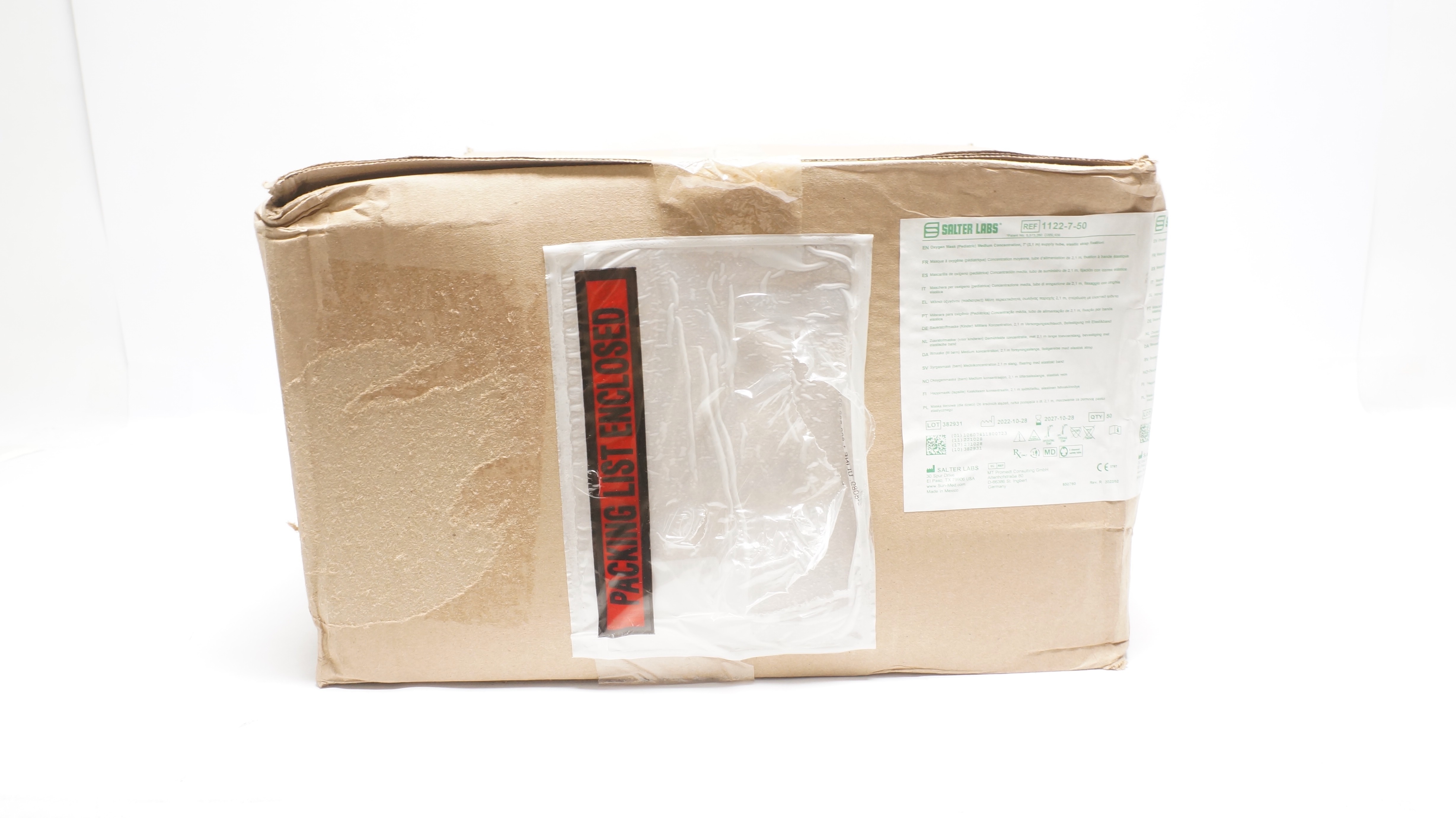 Salter Labs 1122-7-50 Oxygen Mask Medium Concentration 7ft Supply Tube ...