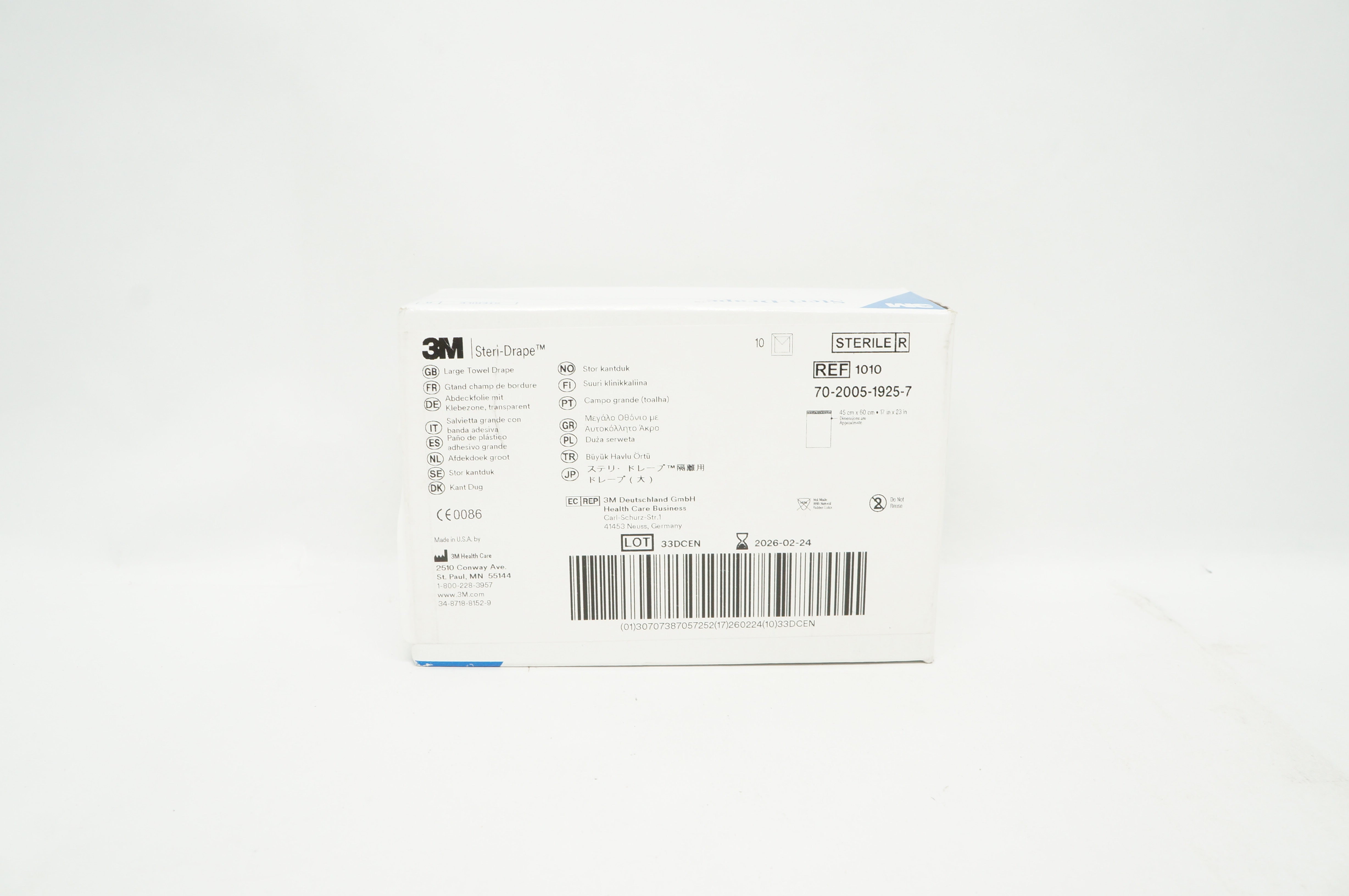 3M 1010 Steri-Drape Large Towel Drape 17 inch x 23 inch - Box of 10