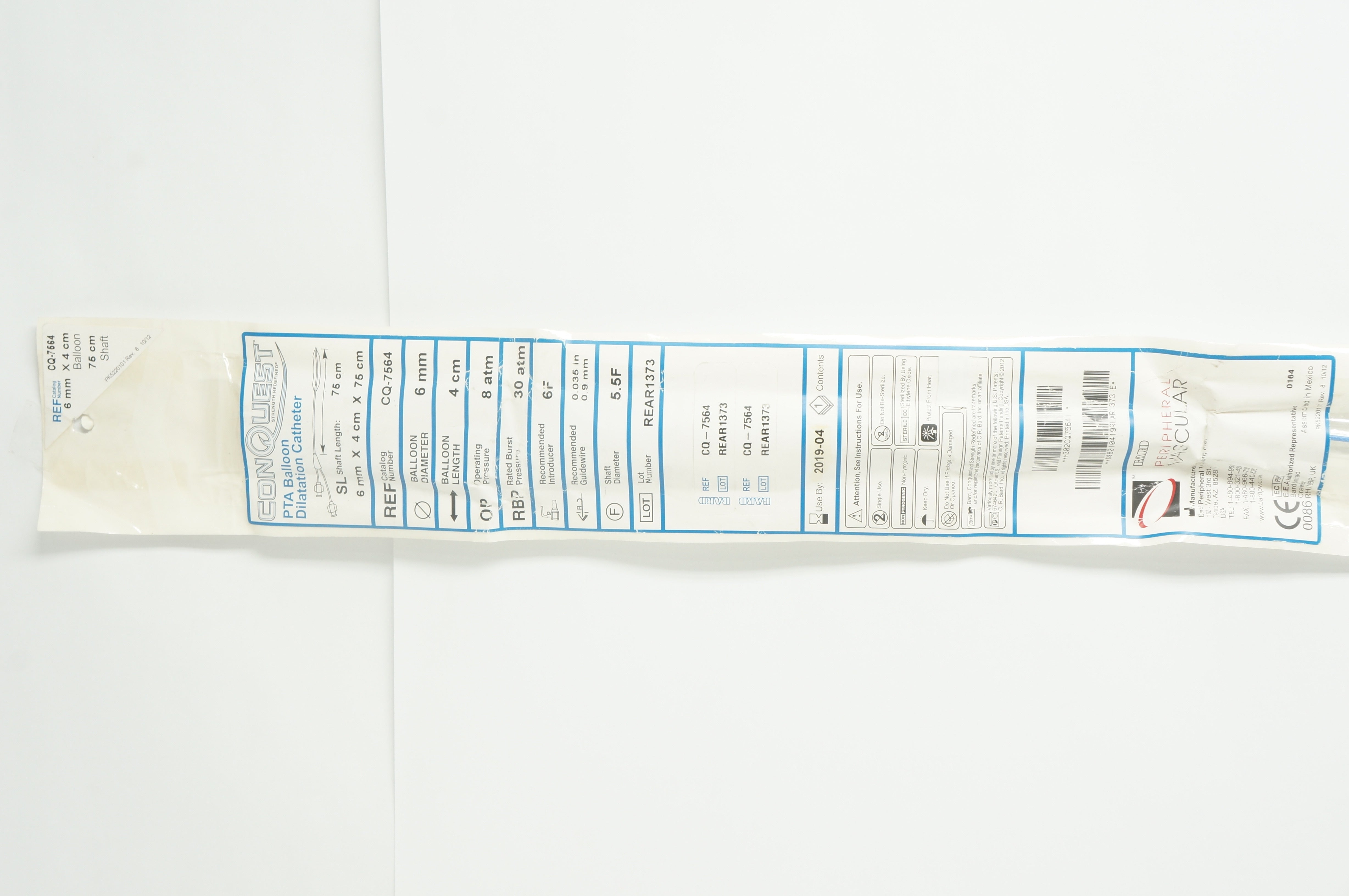 Bard CQ-7564 Conquest PTA Balloon Dilatation Cath. 6F (x)