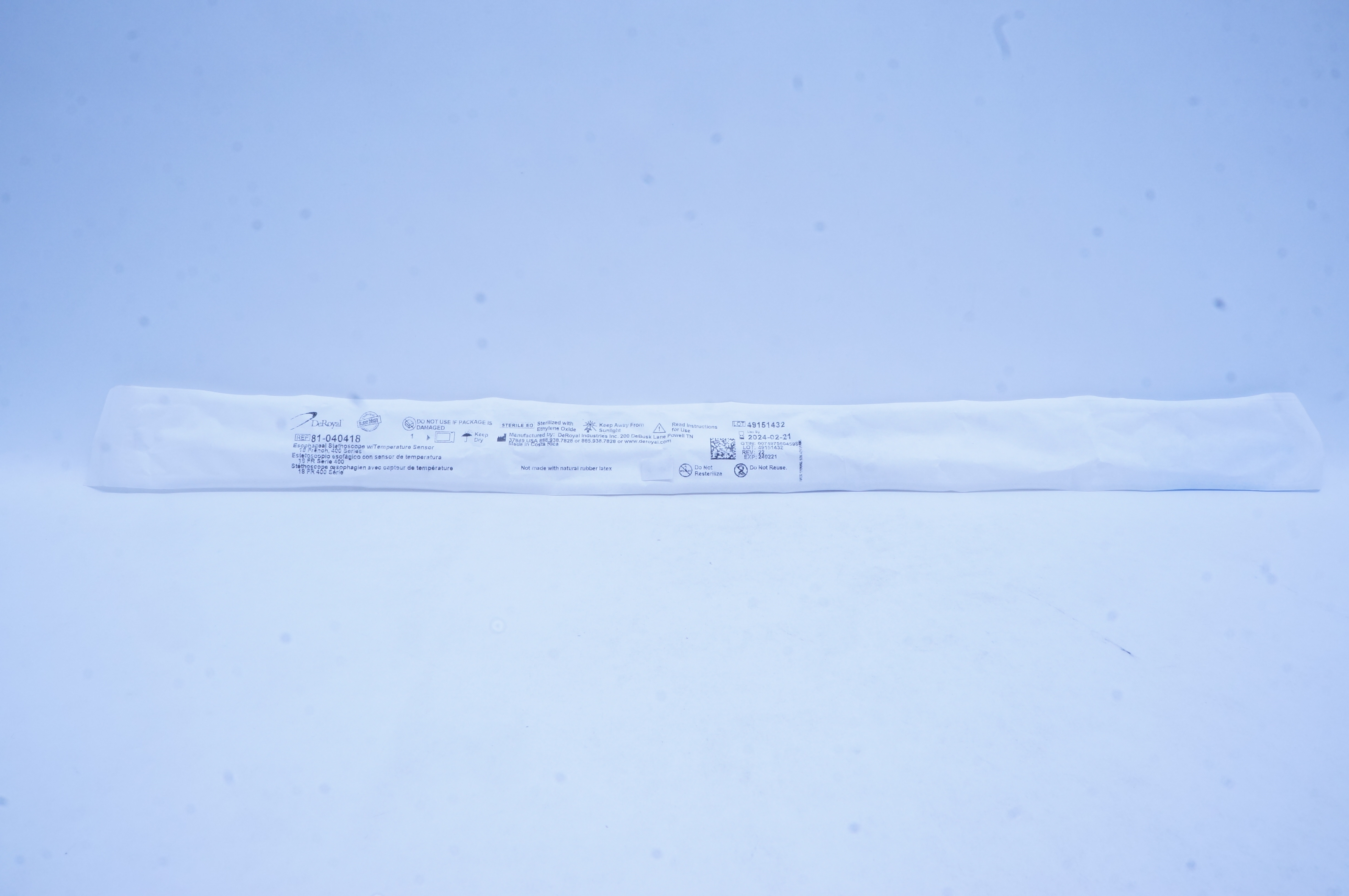 DeRoyal 81-040418 Esophageal Stethoscope w/Temperature Sensor 18Fr ...