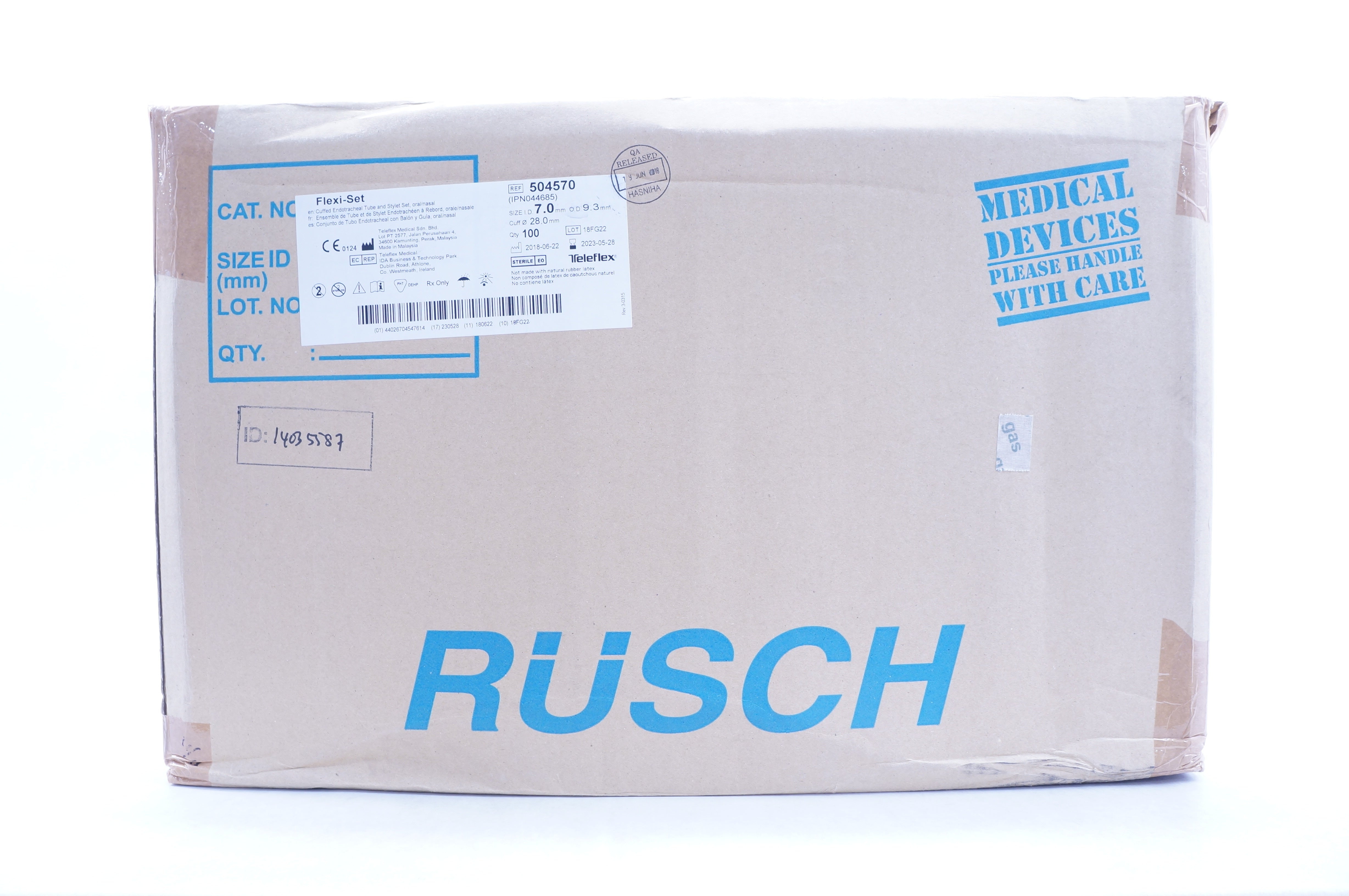 Teleflex 504570 Flexi-Set Endotracheal Tube & Stylet 7.0x9.3x28.0mm ...