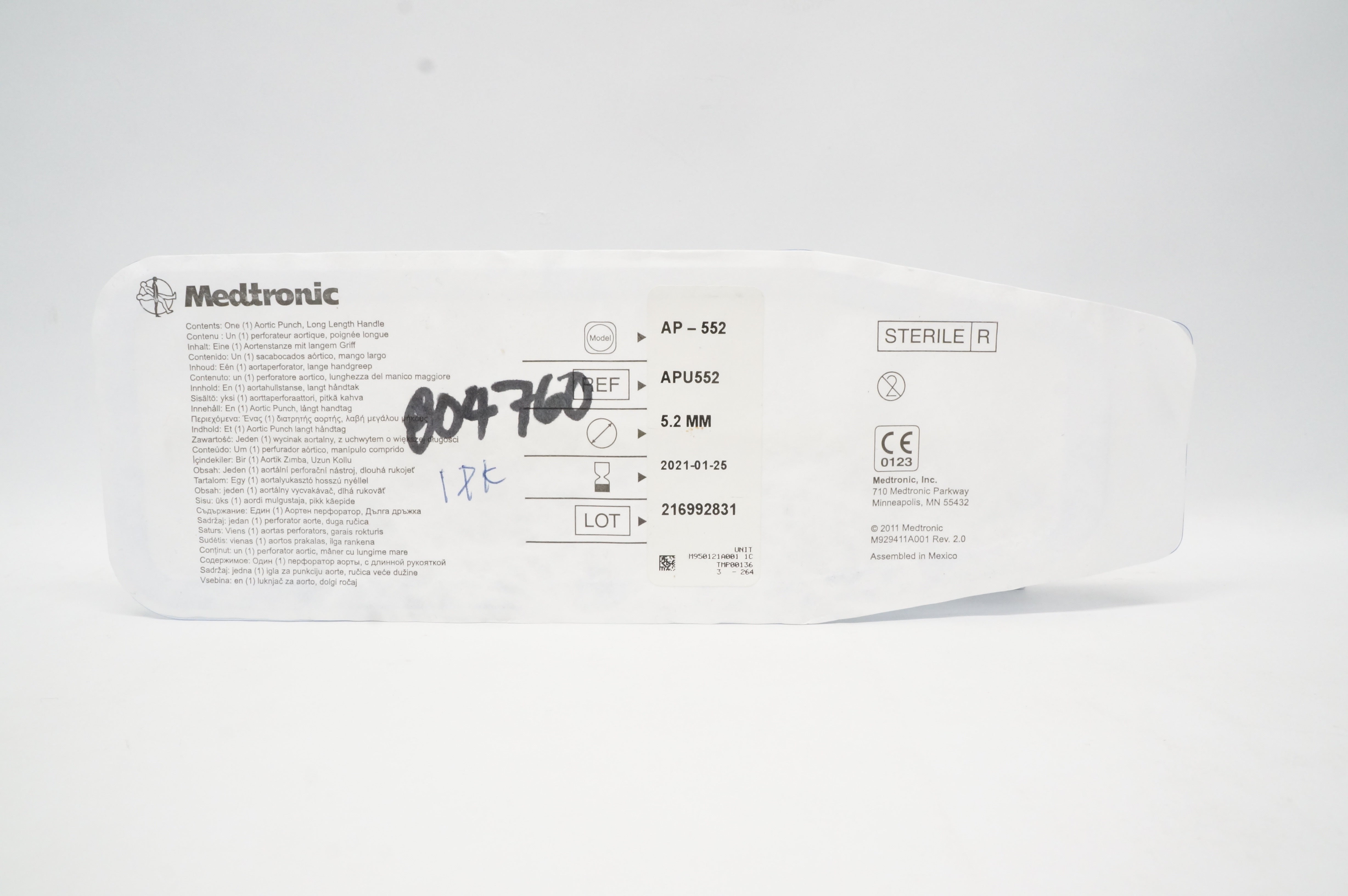 Medtronic APU552 Aortic Punch, Long Length Handle 5.2mm (x)