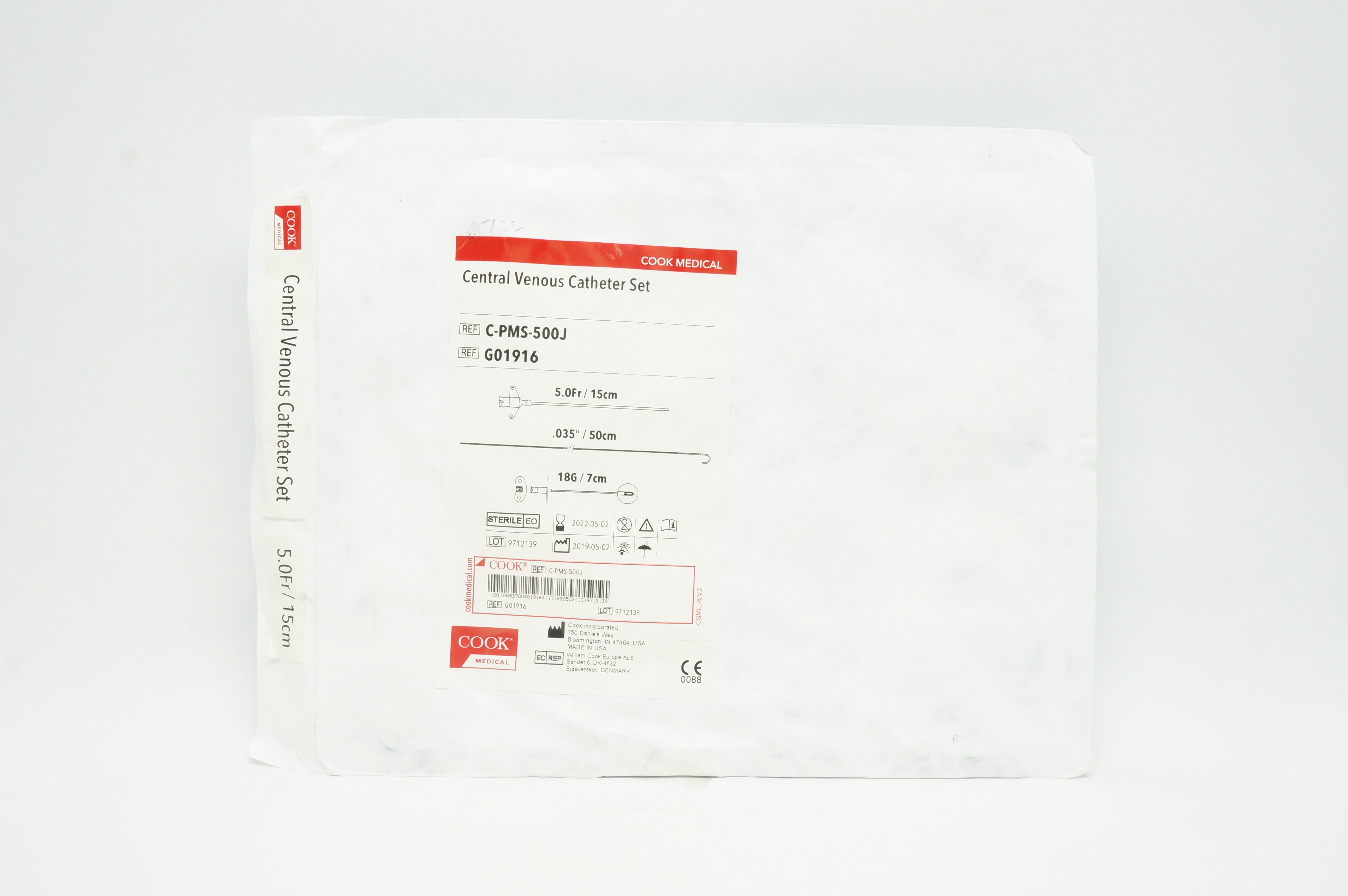 Cook Medical G01916 Central Venous Cath. Set 5.0Fr x 15cm