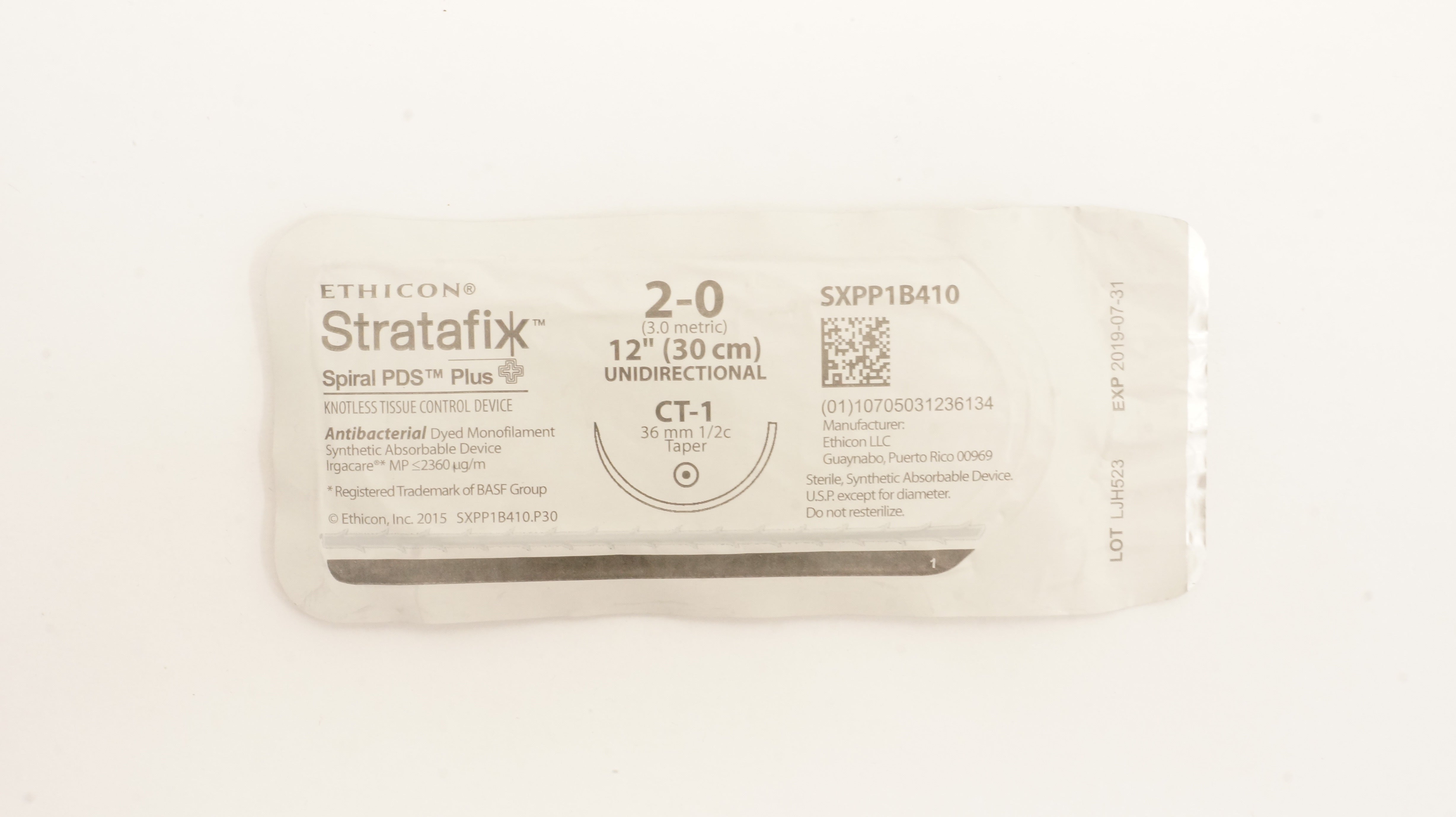 Ethicon SXPP1B410 2-0 Stratafix Spiral PDS Plus CT-1 36mm 1/2c Taper ...