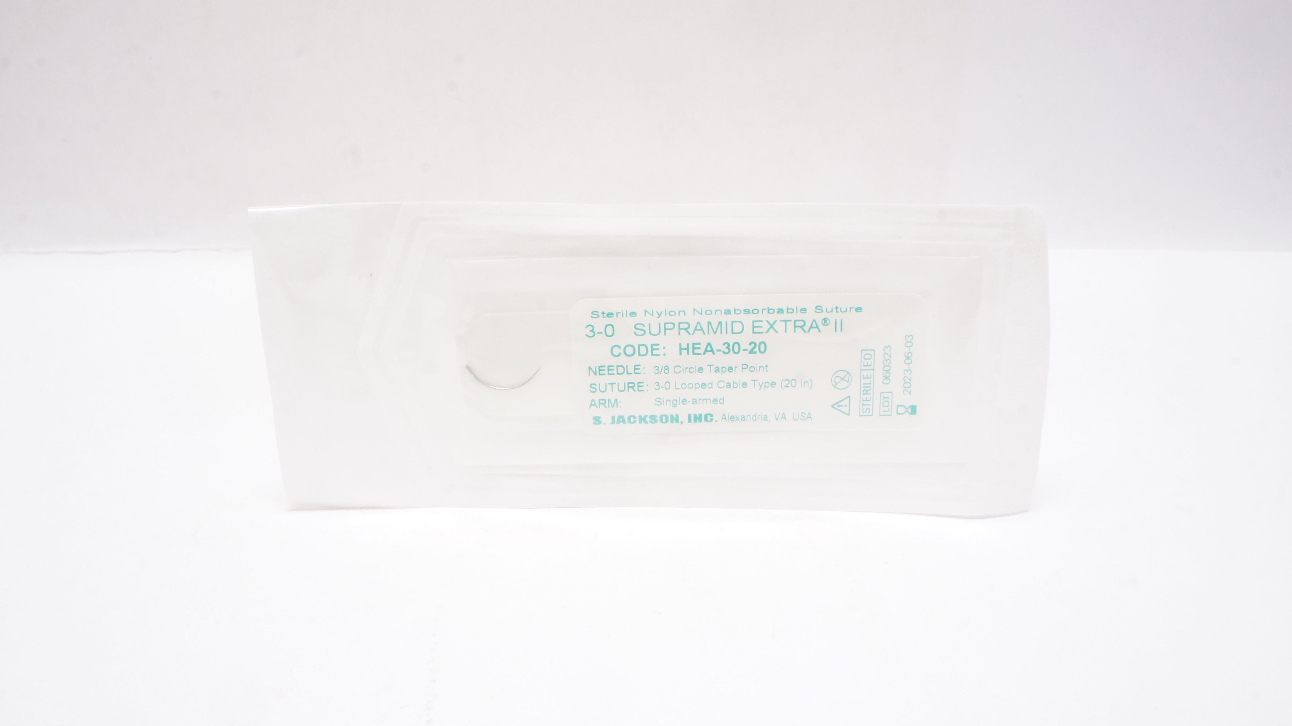 S.Jackson HEA-30-20 3-0 Supramid Extra II Nylon, 3/8 Circle Taper ...