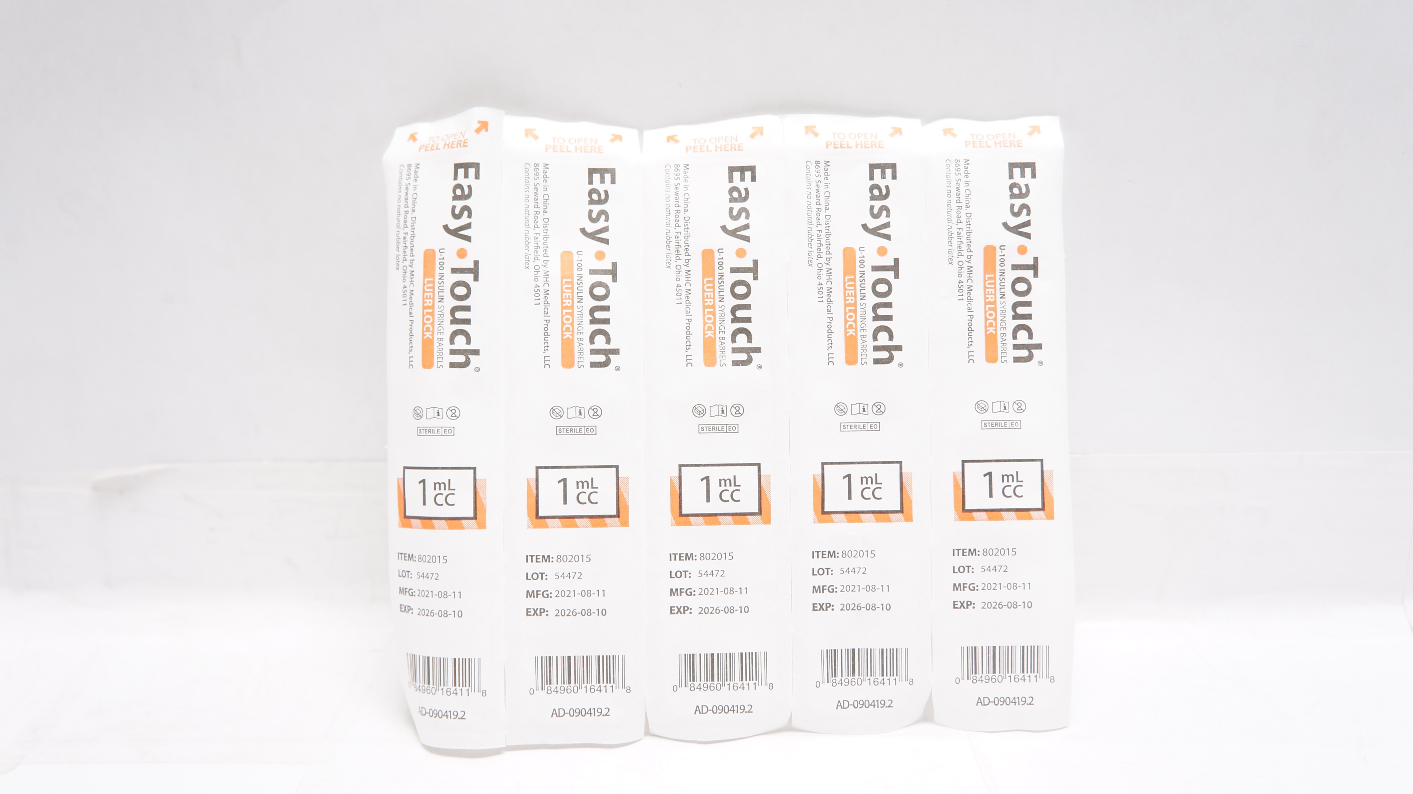 MHC Medical 802015 Easy-Touch Luer Lock Insulin Syringe Barrels 1mL ...