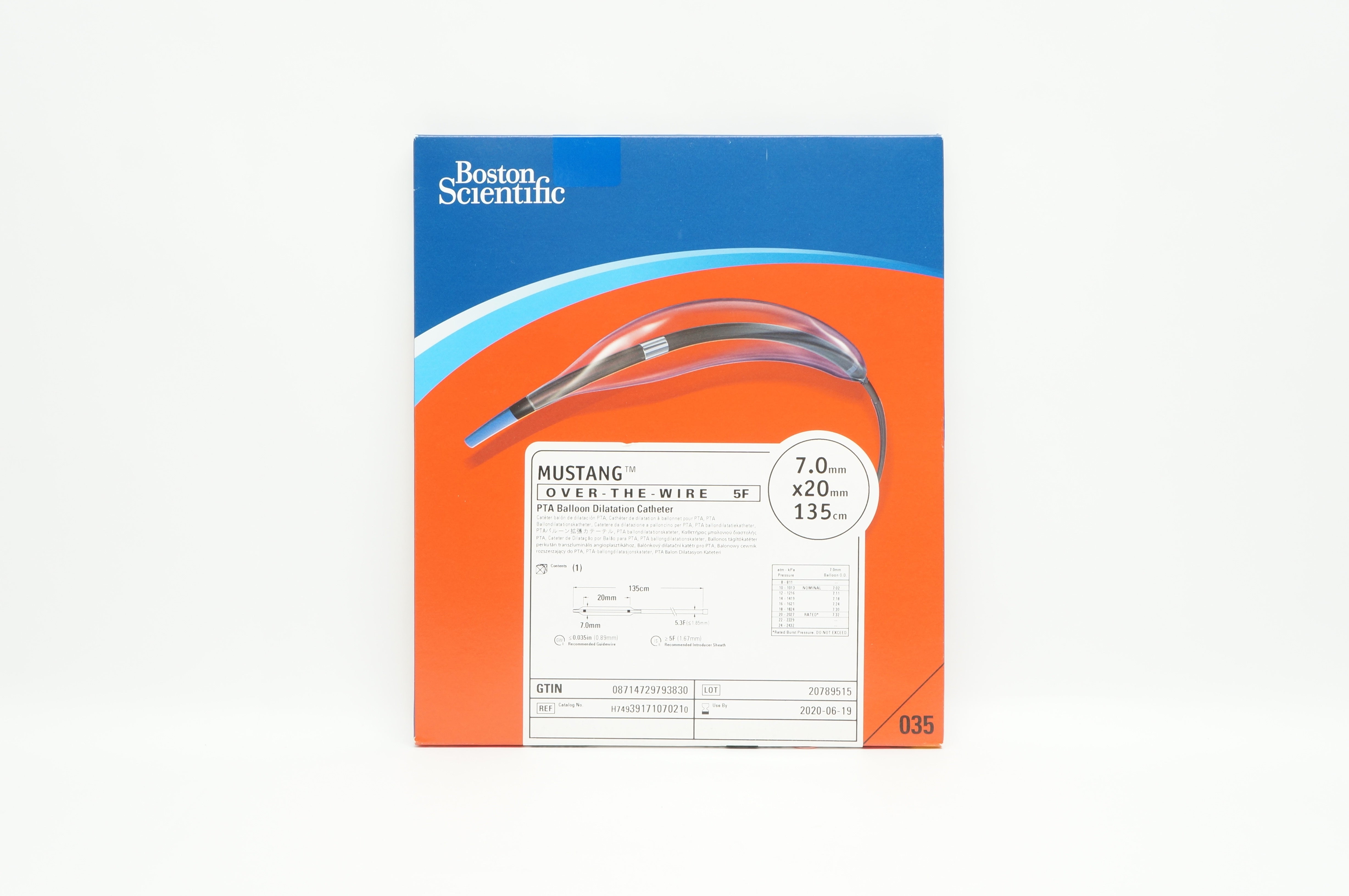 Boston Scientific 3917107021 MUSTANG PTA Balloon Cath. 5F, 7mm x 20mm (x)