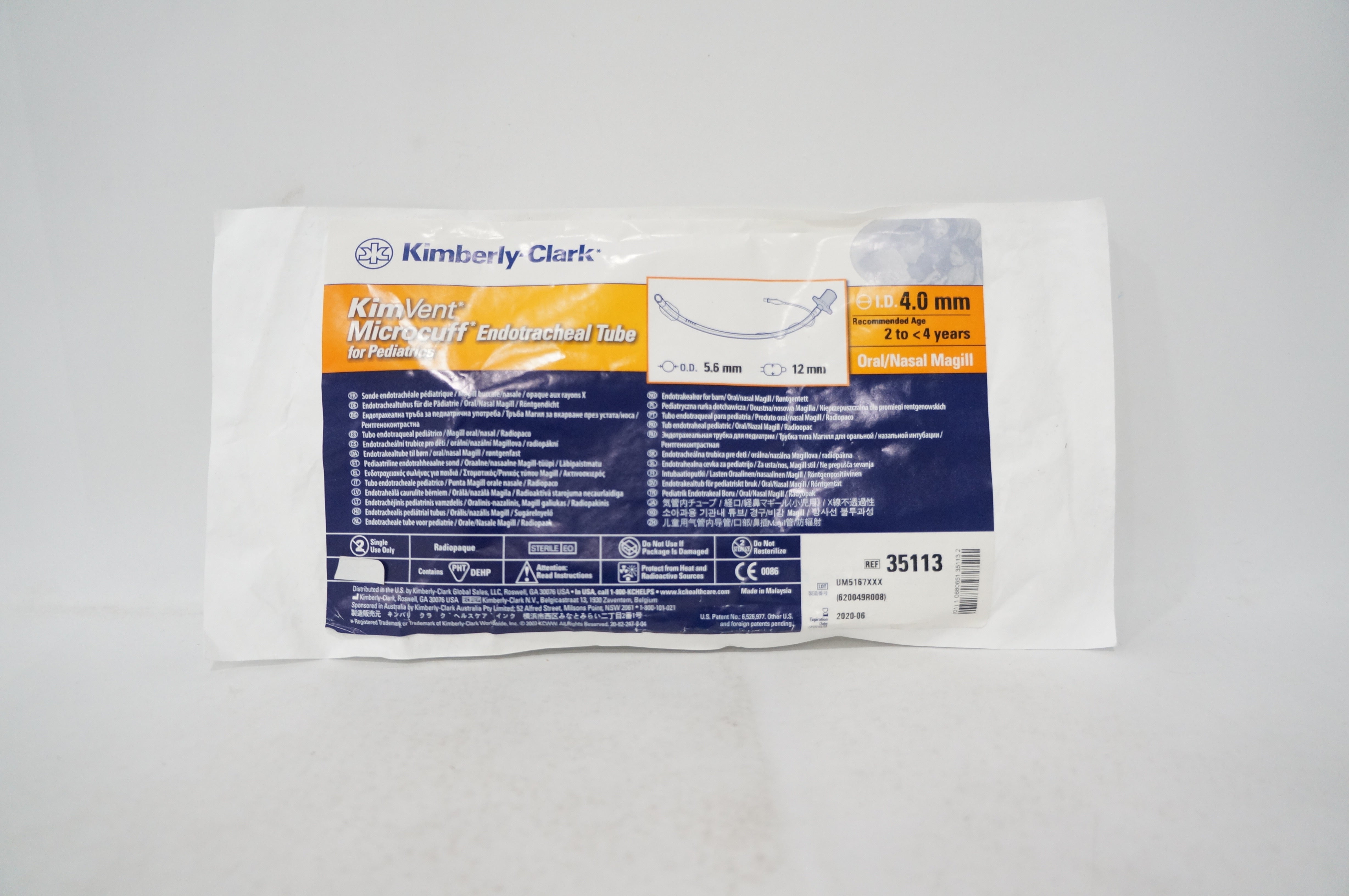 Kimberly-Clark 35113 Microcuff Endotracheal Tube 4.0mm 2 to