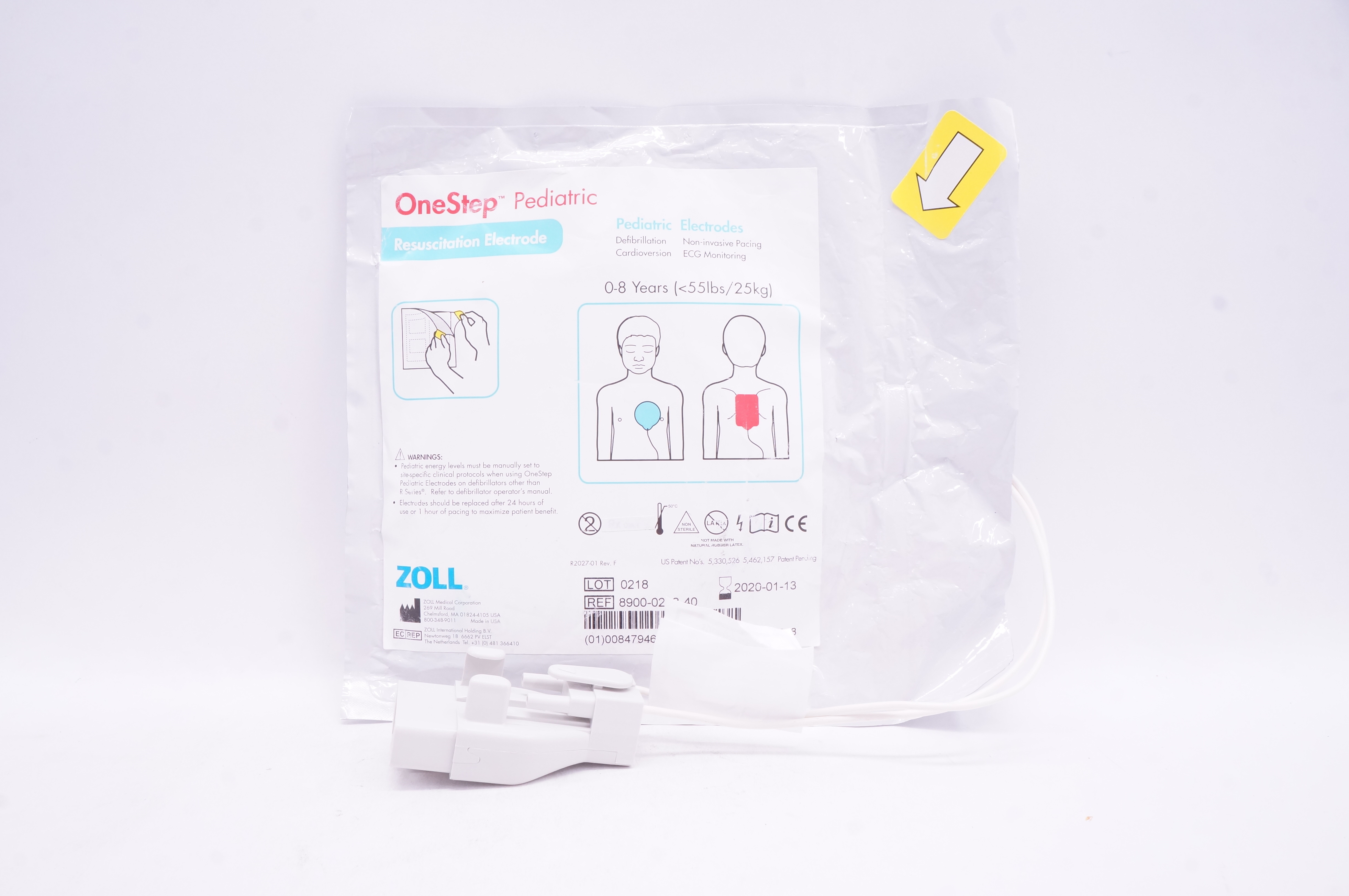 Zoll 8900-0218-40 OneStep Pediatric Resuscitation Electrode 0-8 Years