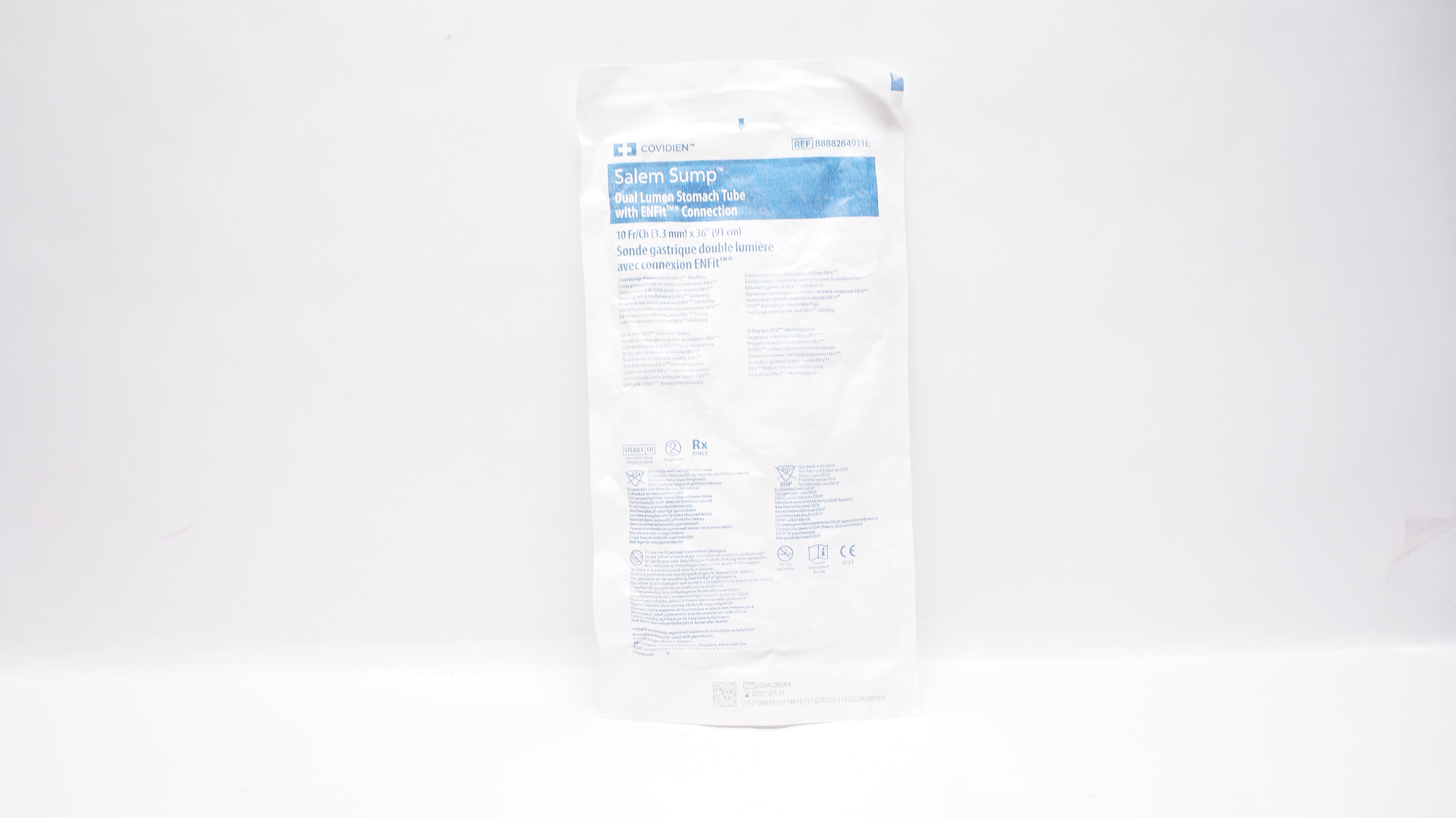 Covidien 8888264911E Salem Sump Dual Luumen Stomach Tube 10Fr/Ch x 36inch