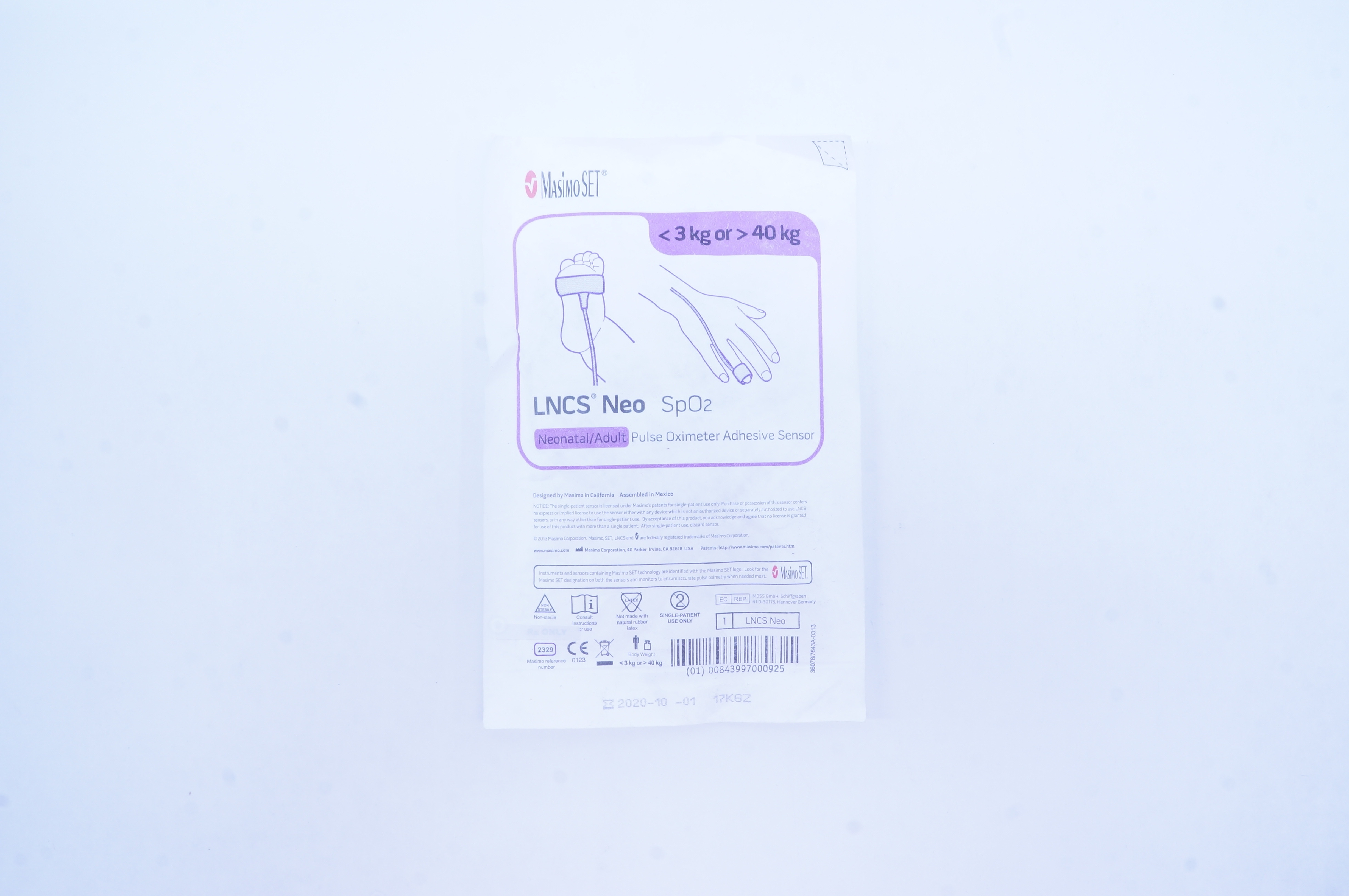 Masimo 2329 LNCS Neonatal/Adult Pulse Oximeter Adhesive Sensor 40kg (x)