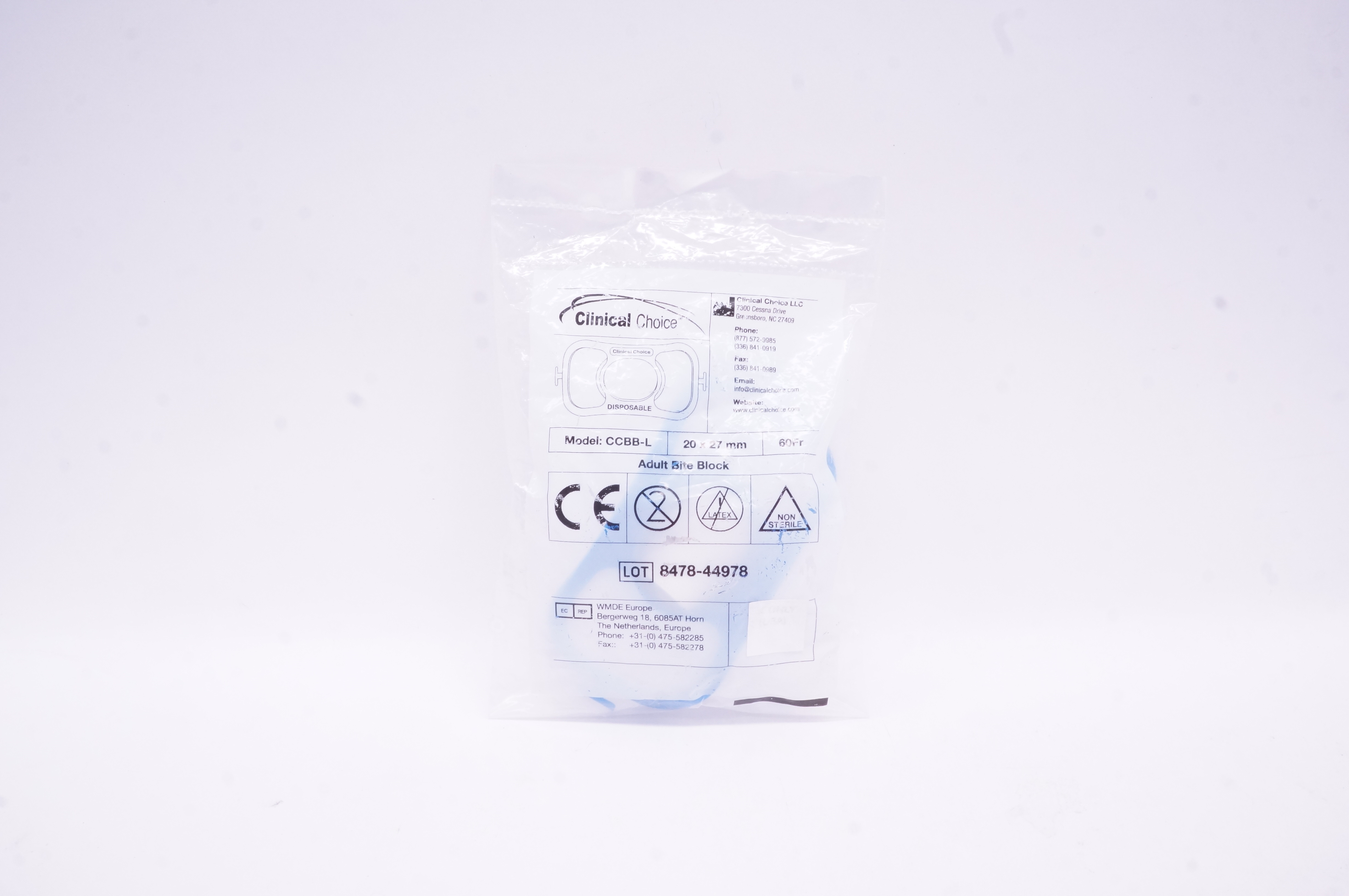 Clinical Choice CCBB-L Adult Bite Block 60Fr 20 x 27mm