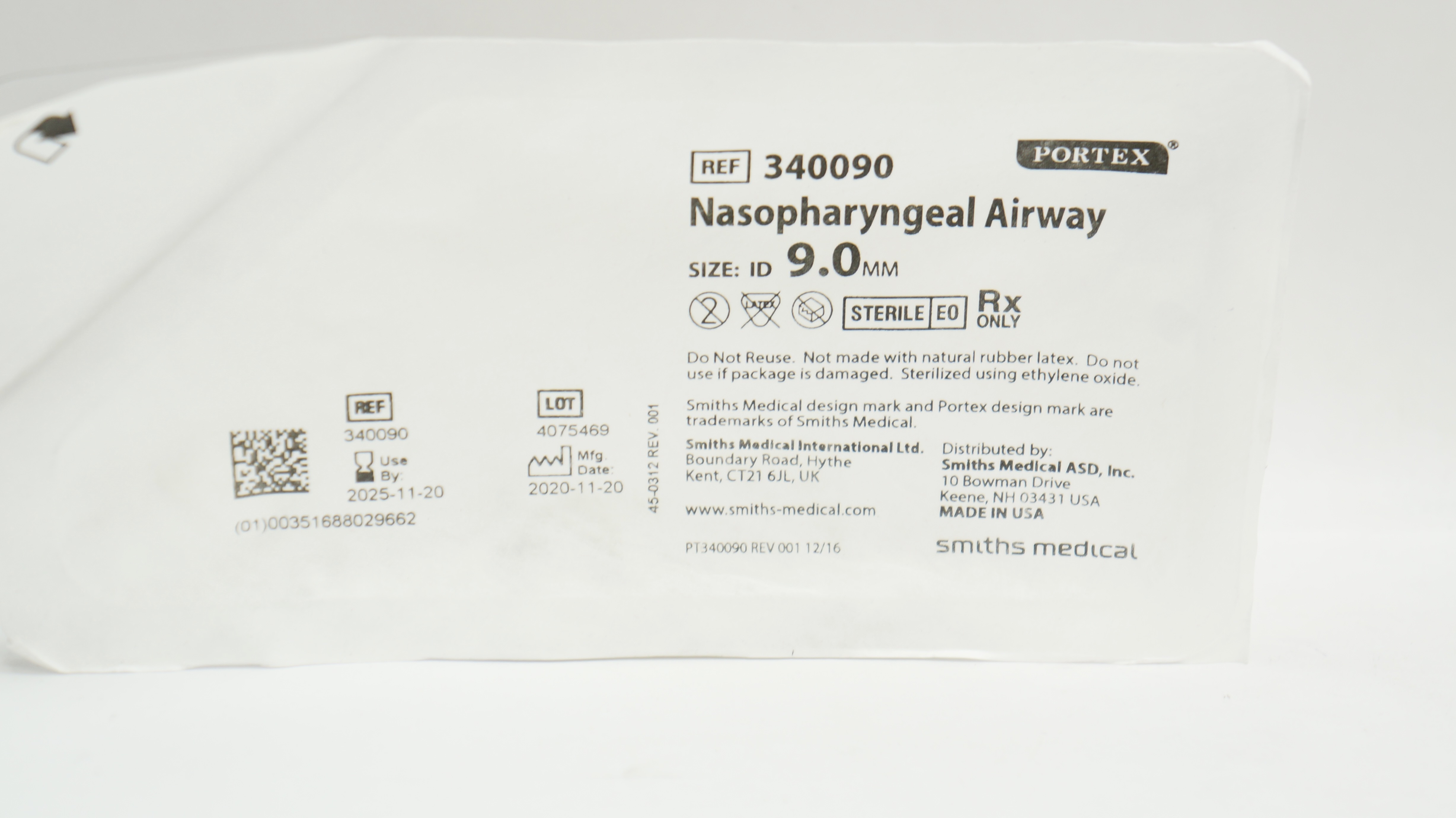 Smiths Medical 340090 Portex Nasopharyngeal Airway Size 9.0mm ID