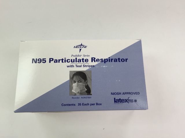 NON27501 ~ Medline N95 Particulate Respirator with Tea Stripes ~ Box of 35